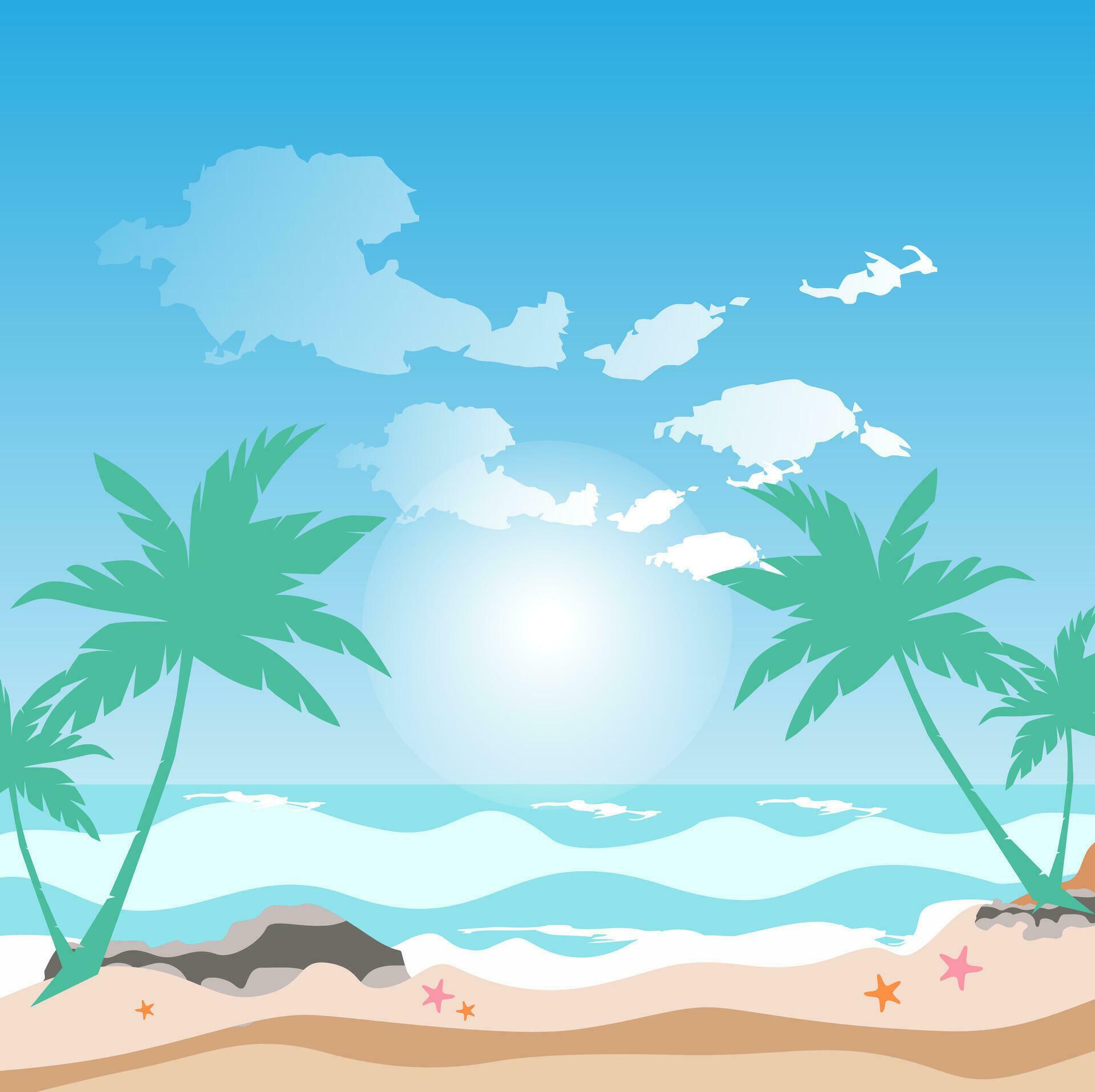 beautiful beach scene vector illustration design template 26485099 ...