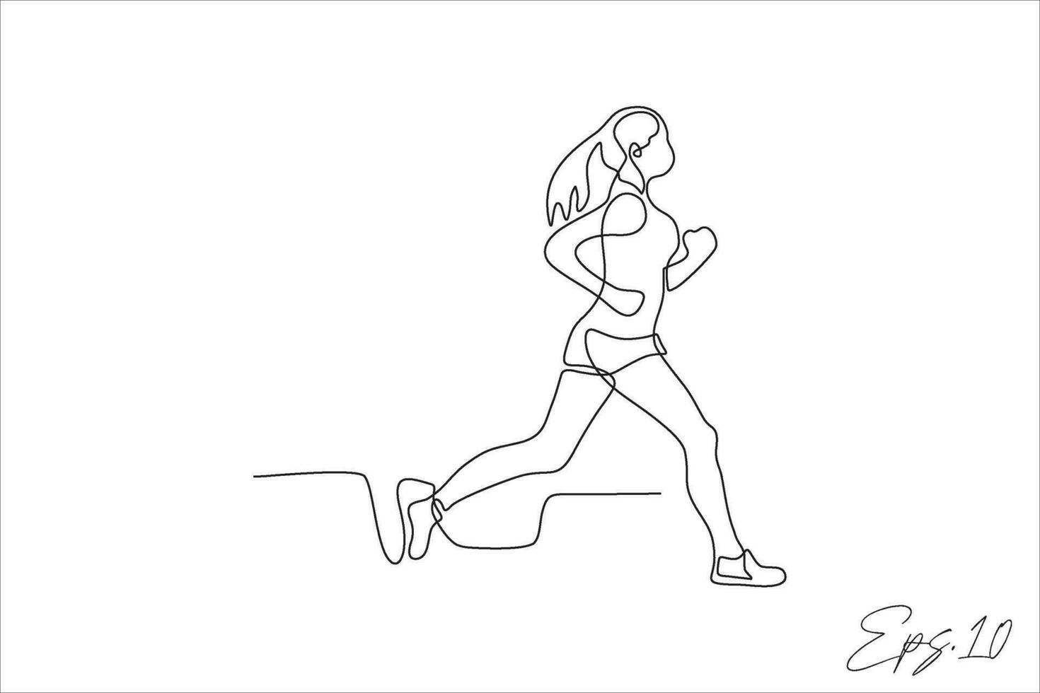 continuous line vector illustration of woman running 26485353 Vector ...
