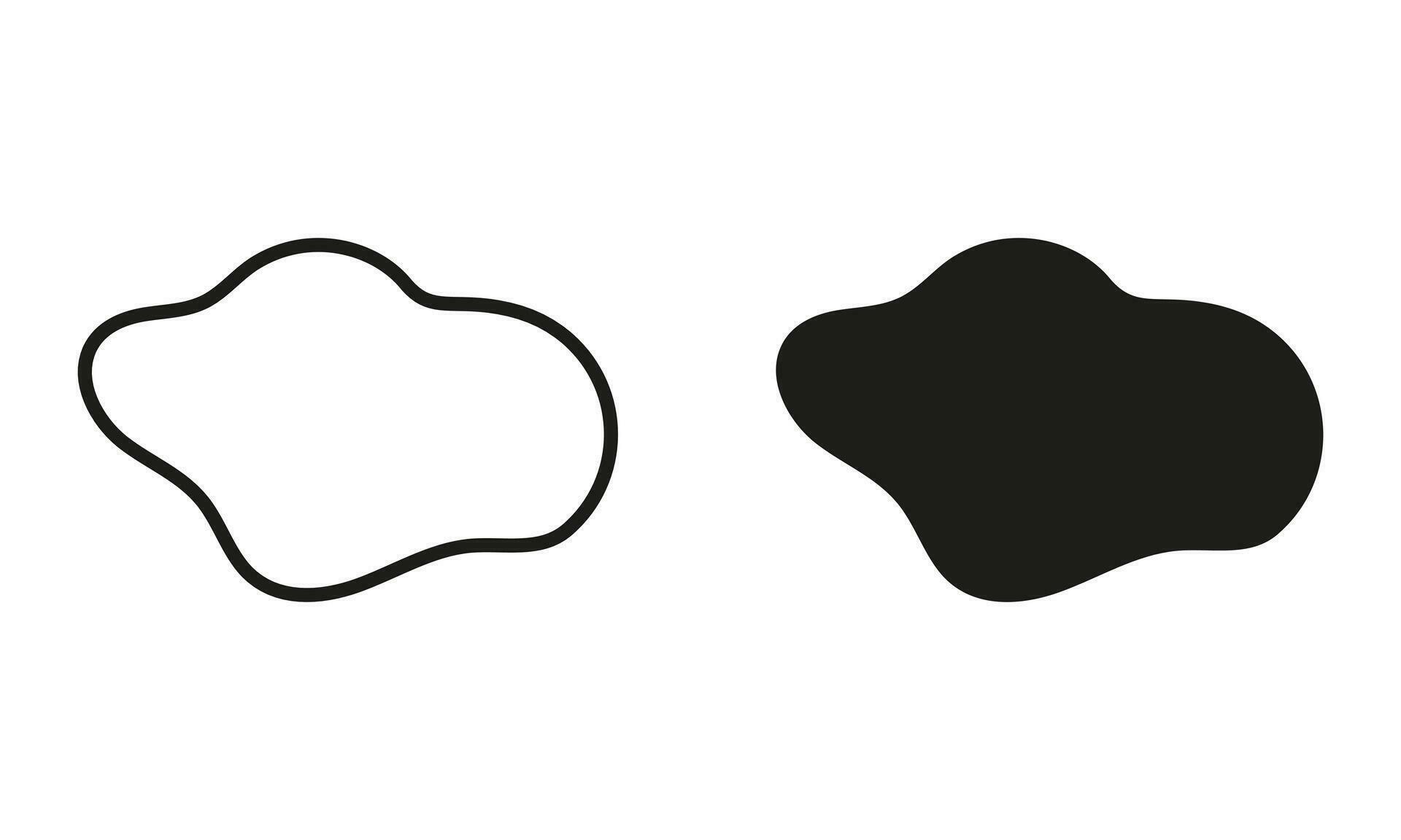 Random Shape. Organic Blob Line and Silhouette Black Set. Irregular ...