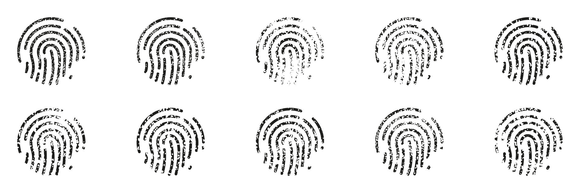 Finger Print Thumbprint Silhouette Icon Set Biometric Identification