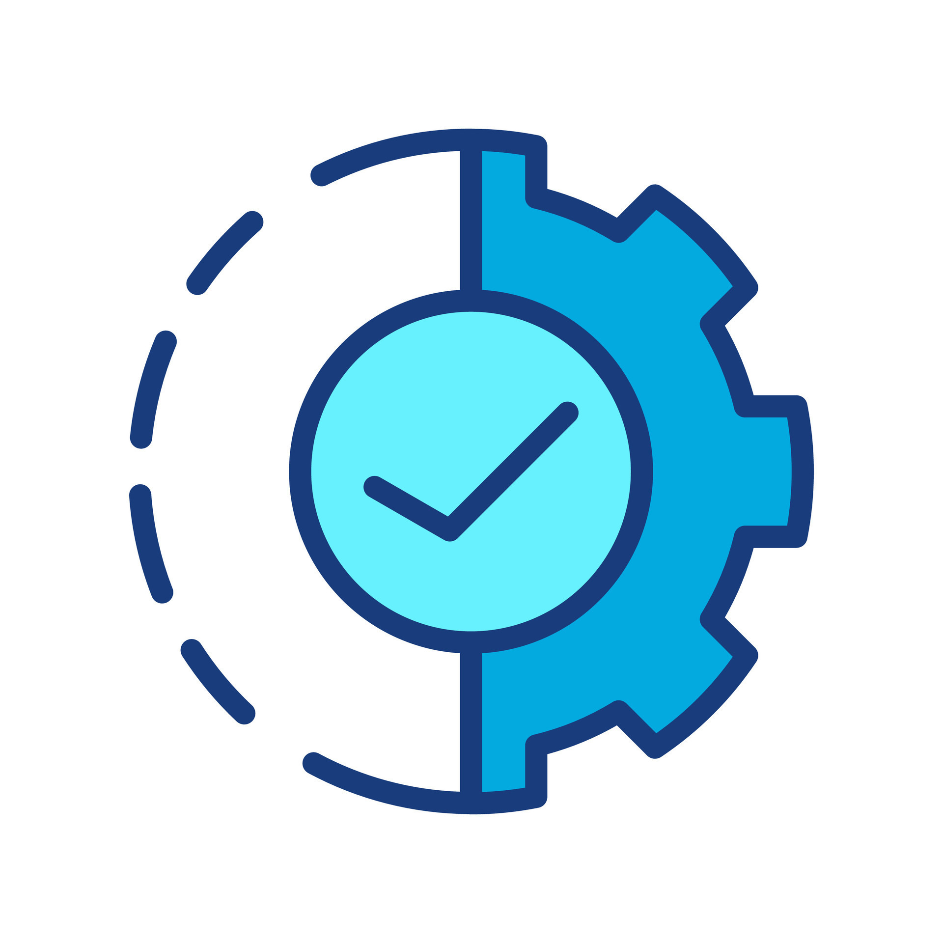 Process Icon In Flat Style Isolated On White. Process Symbol In Black