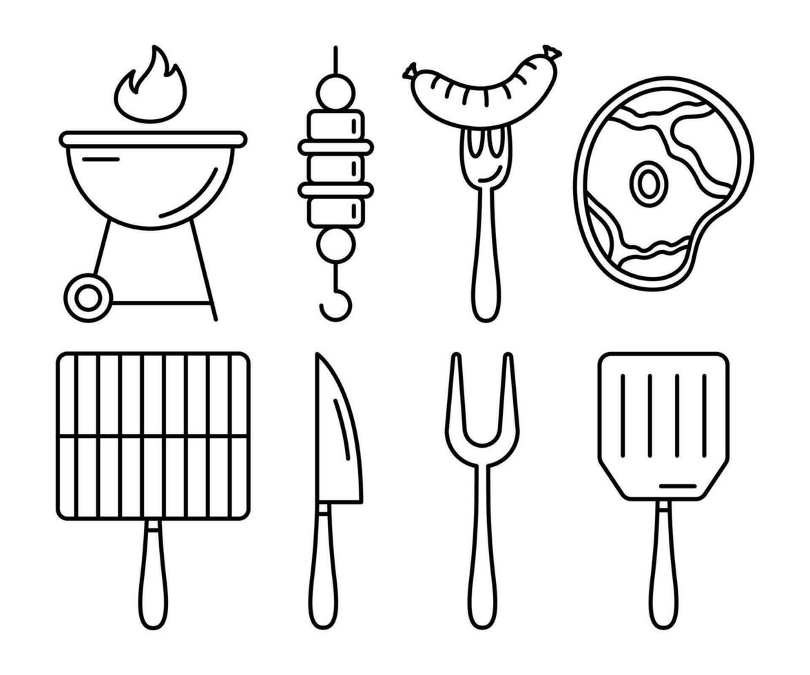 Set of barbecue related line icons. 26493234 Vector Art at Vecteezy