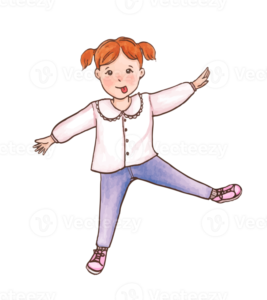 Watercolor illustration of cute little girl 26494889 PNG