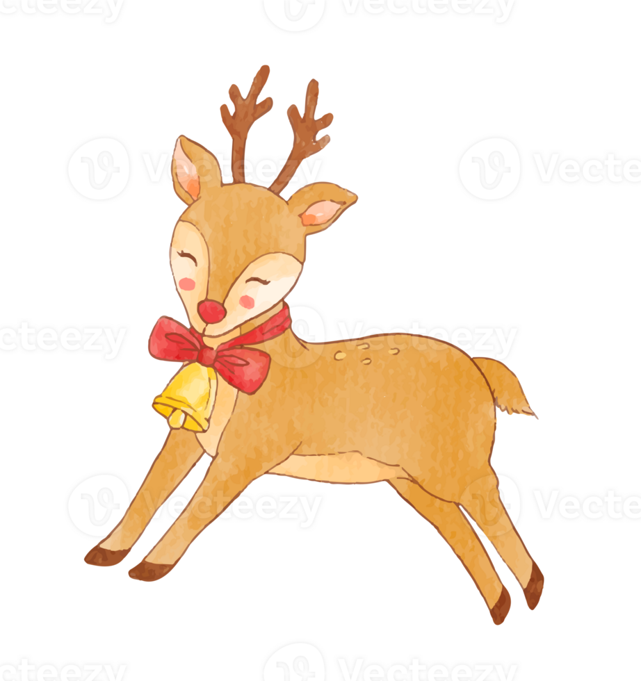 Watercolor Character Of Christmas Reindeer 26495080 Png