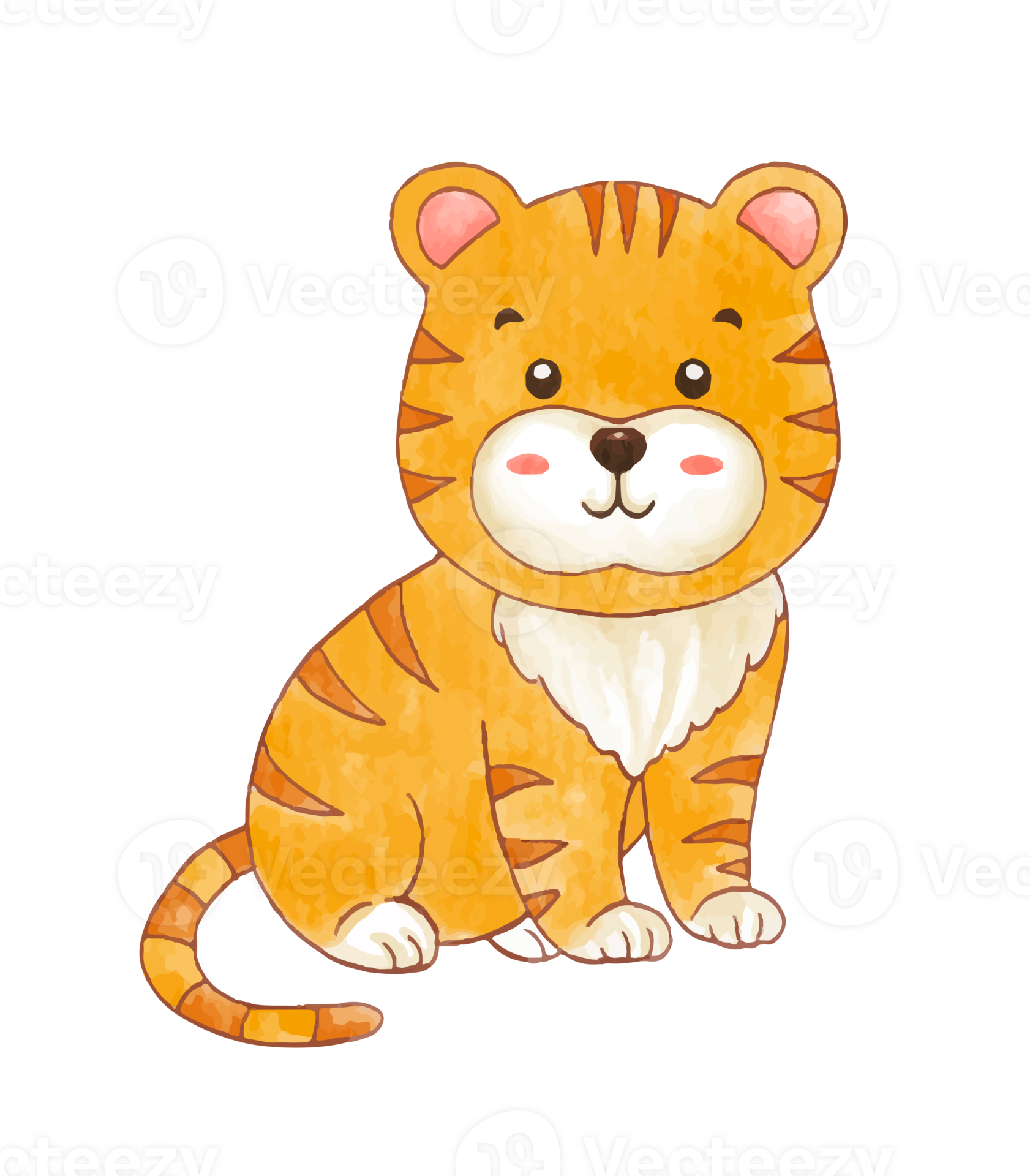 Watercolor Tiger Cartoon Character 26495103 Png