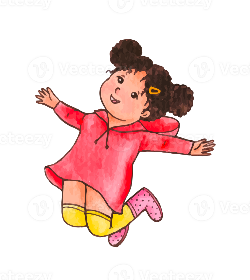 Watercolor illustration of cute little girl 26495113 PNG
