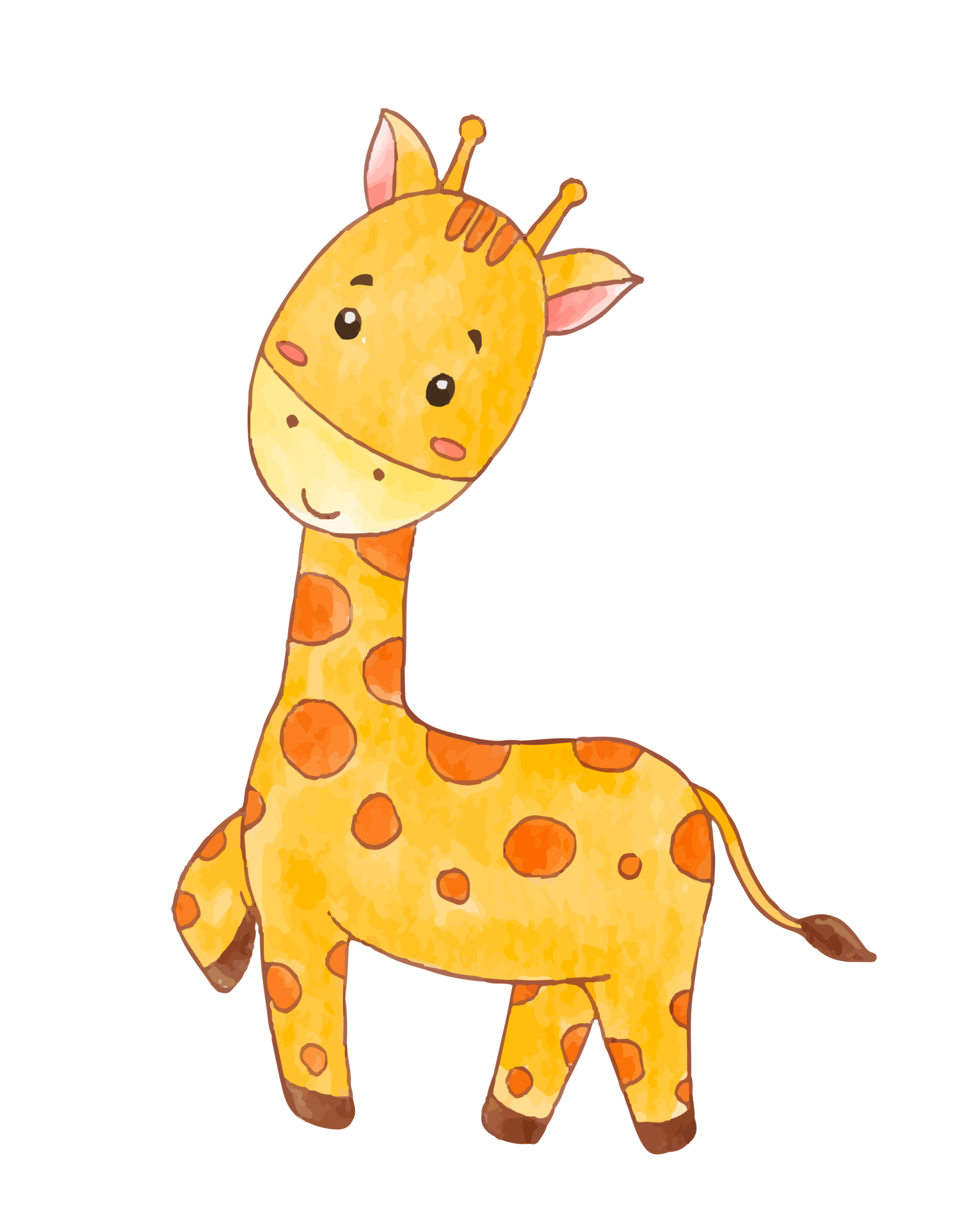 Watercolor Of Giraffe Cartoon Character 26495179 Png