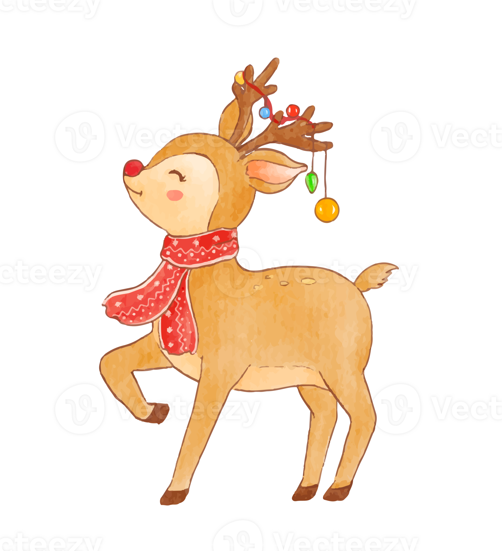 Watercolor Character Of Christmas Reindeer 26495201 Png