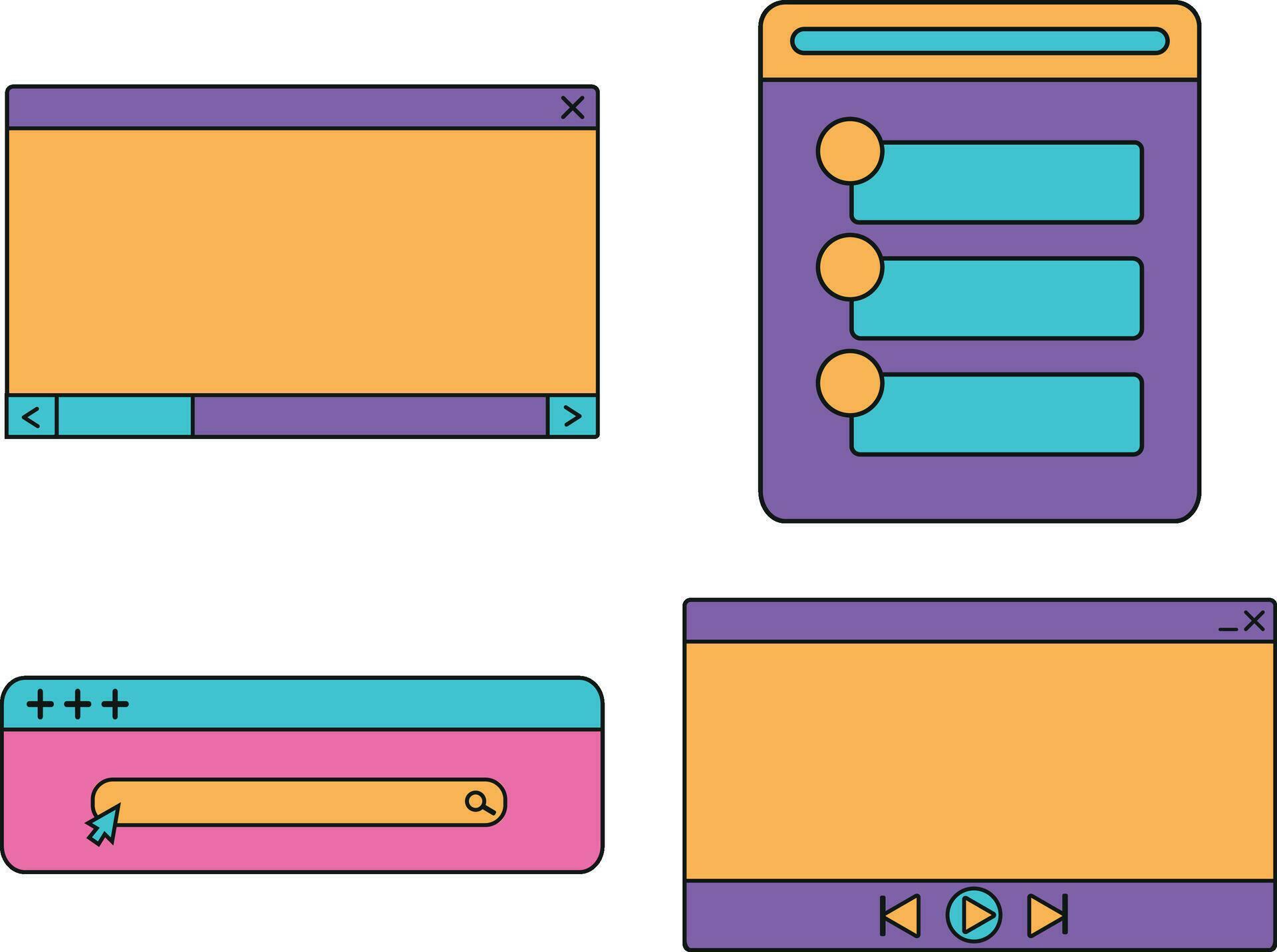 Retro Ui shape. Social media stories and posts with old computer ...
