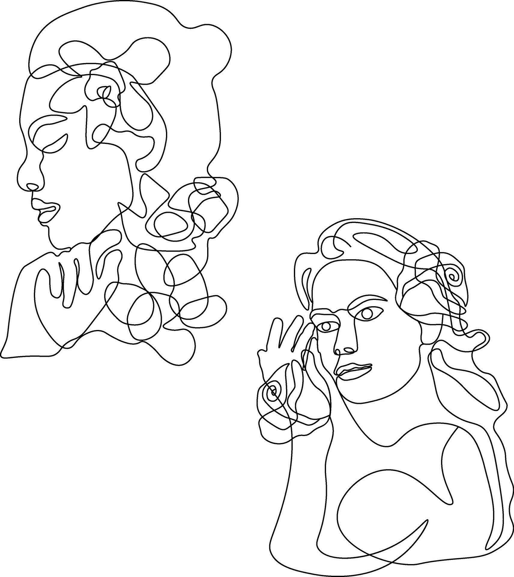 Woman Face Line Art Simple Minimalist Vector Illustration Of