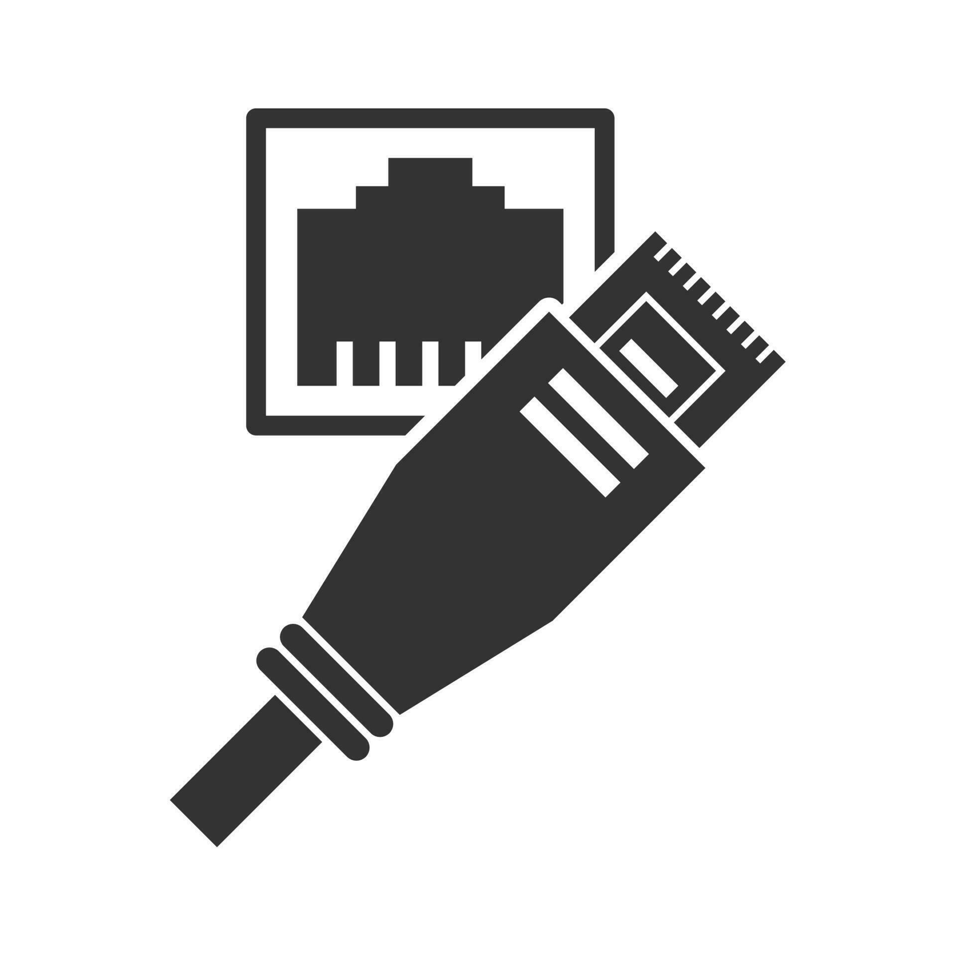 Vector illustration of ethernet cable icon in dark color and white background 26496842 Vector ...