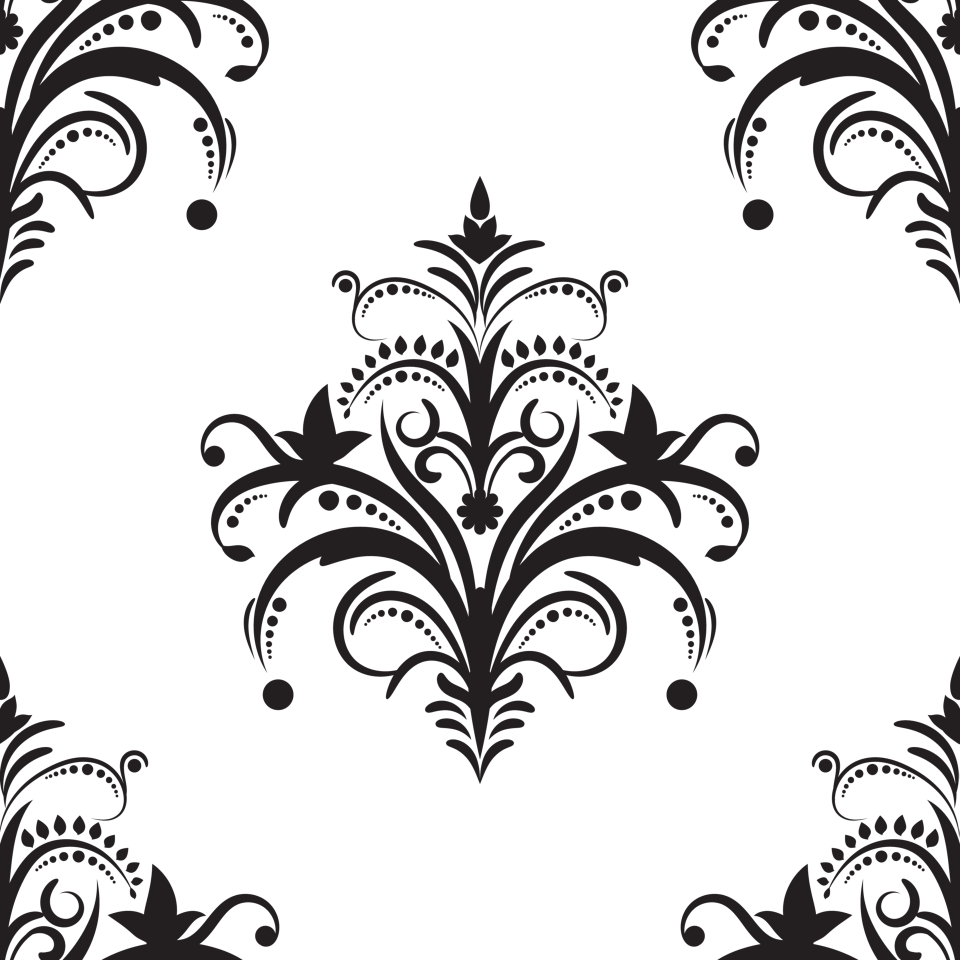 Damask Floral Motif Tile Pattern Luxury Tile Isolated Element 26497356 Png