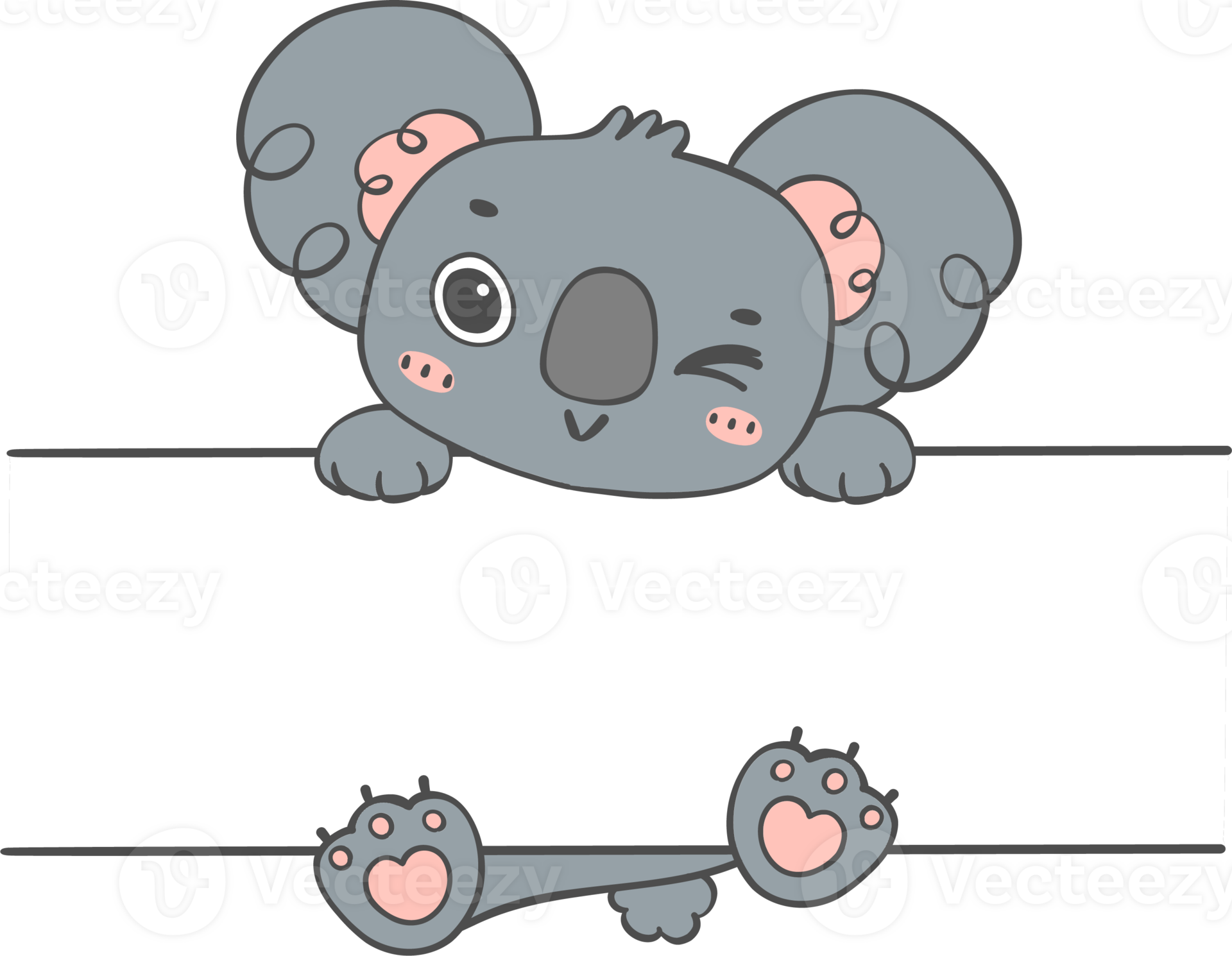 Cute Baby Koala Animal hanging on Tag Name Frame Hand kid Drawing ...