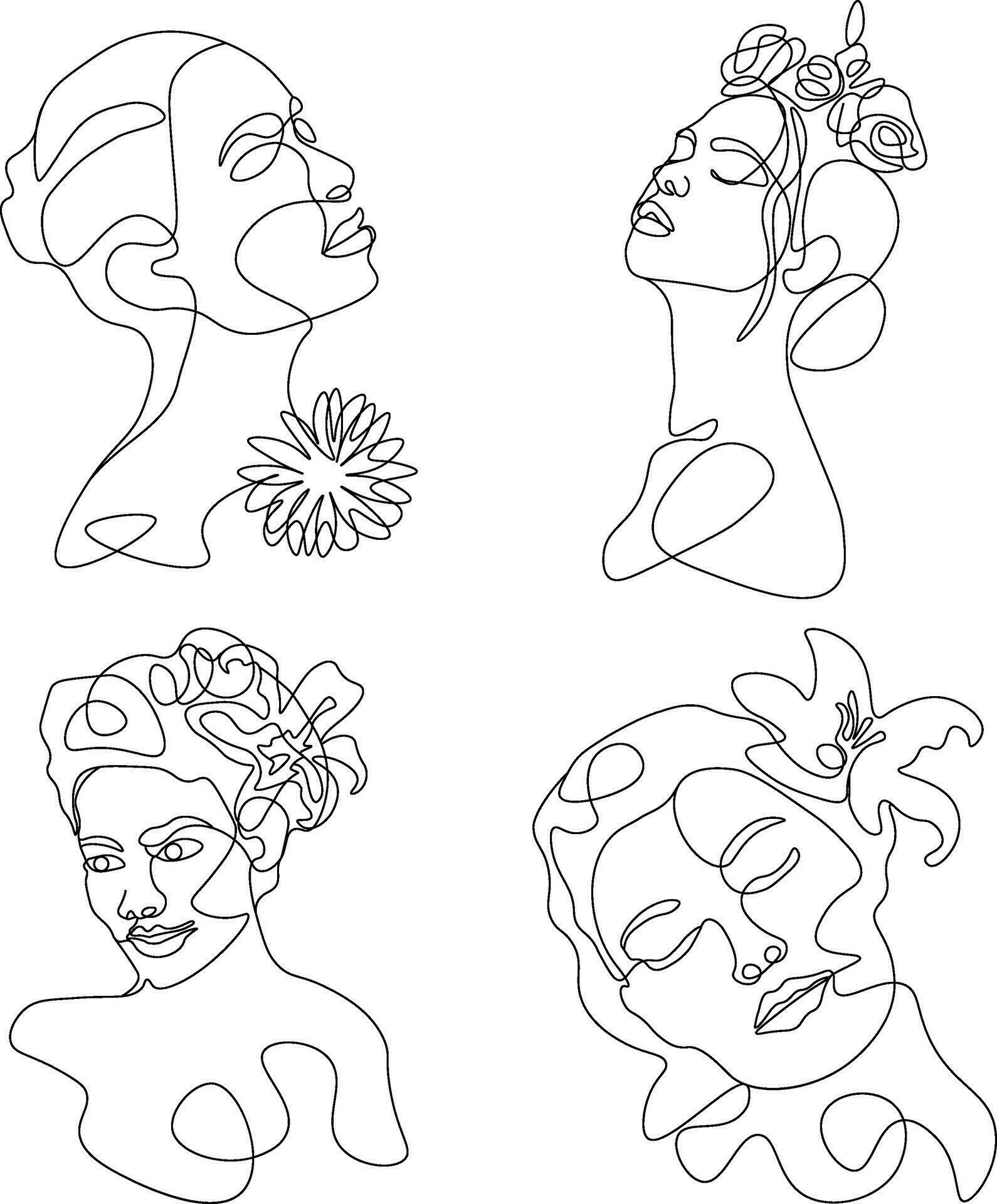 Woman Face Line Art Simple Minimalist Vector Illustration Of