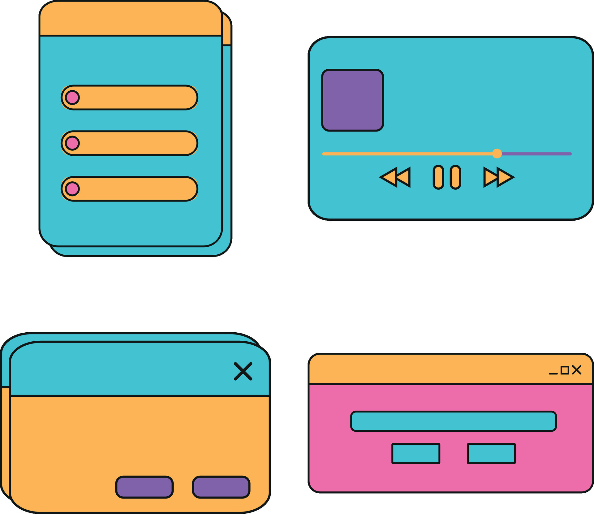 Retro Ui shape. Social media stories and posts with old computer ...