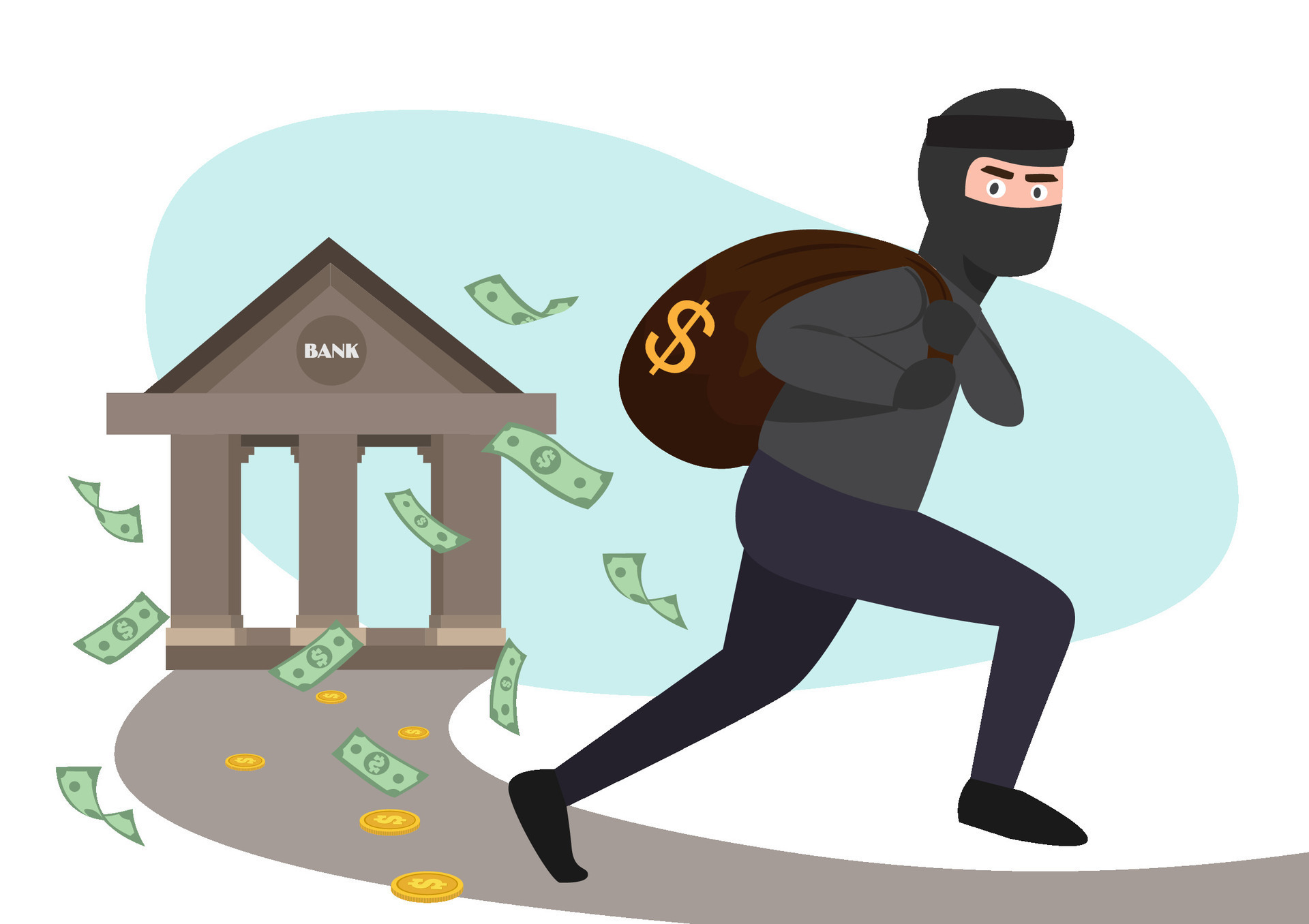The Thief Tried To Escape With A Bag Of Money From A Bank Robbery