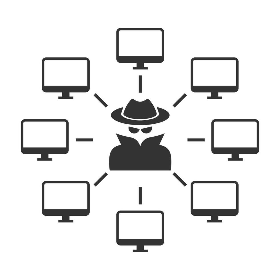 Vector illustration of hacker network icon in dark color and white background 26501066 Vector ...
