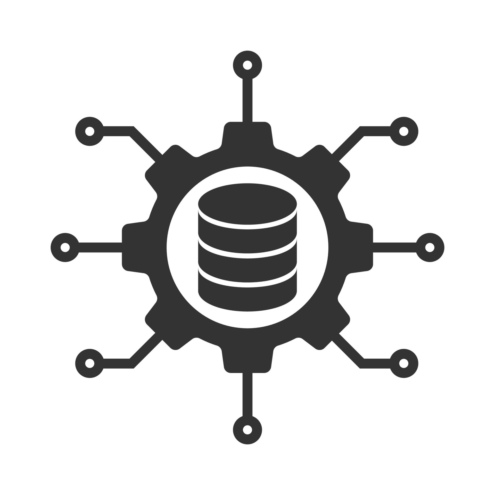 Vector Illustration Of Cog Network Database Icon In Dark Color And