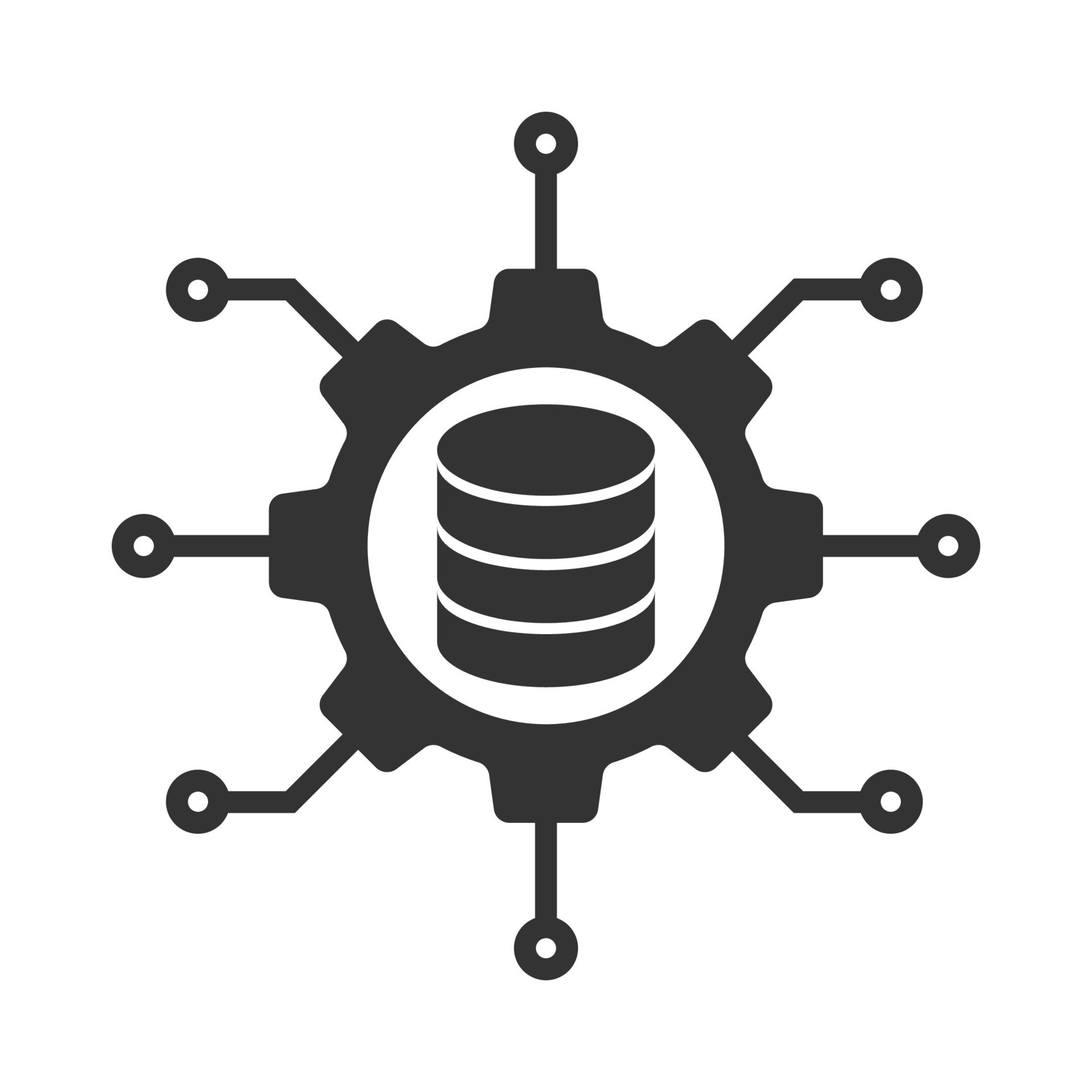 Vector Illustration Of Cog Network Database Icon In Dark Color And