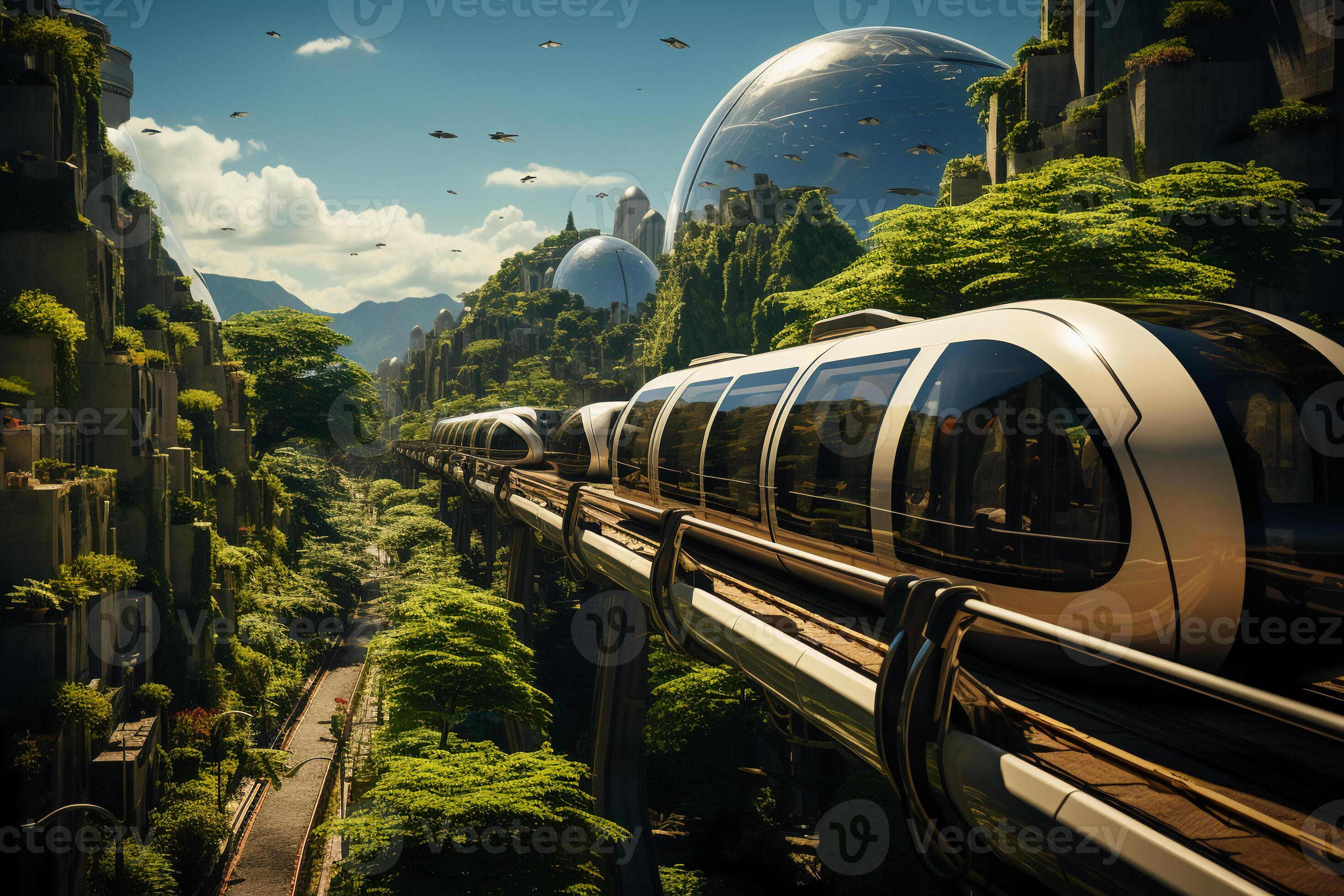 Imagine a futuristic highway bustling with autonomous vehicles of all ...