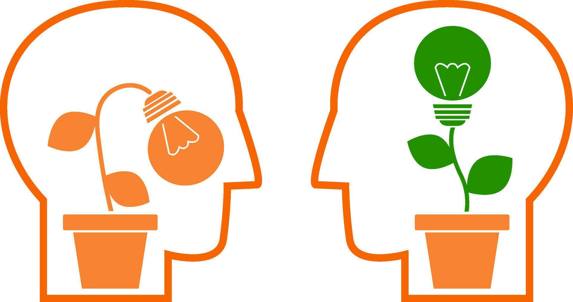 Think growth mindset different fixed mindset icon design 26502702 ...