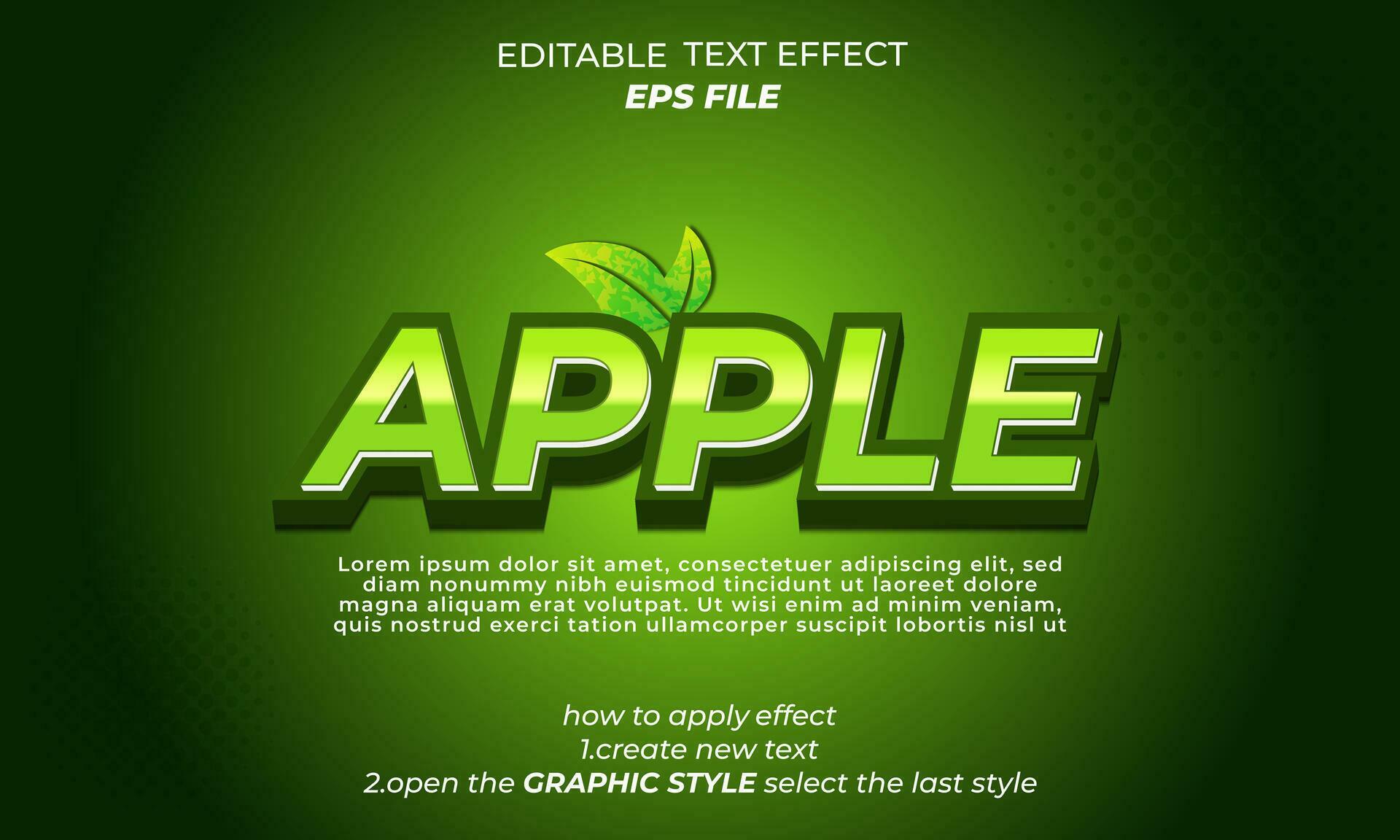 apple text effect, typography, 3d text. vector template 26502726 Vector Art at Vecteezy