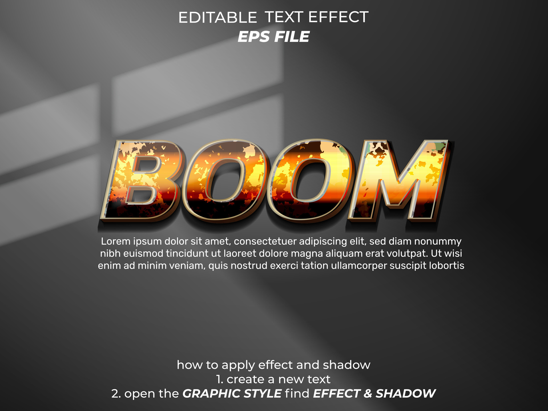 boom text effect, typography, 3d text. vector template 26502754 Vector ...