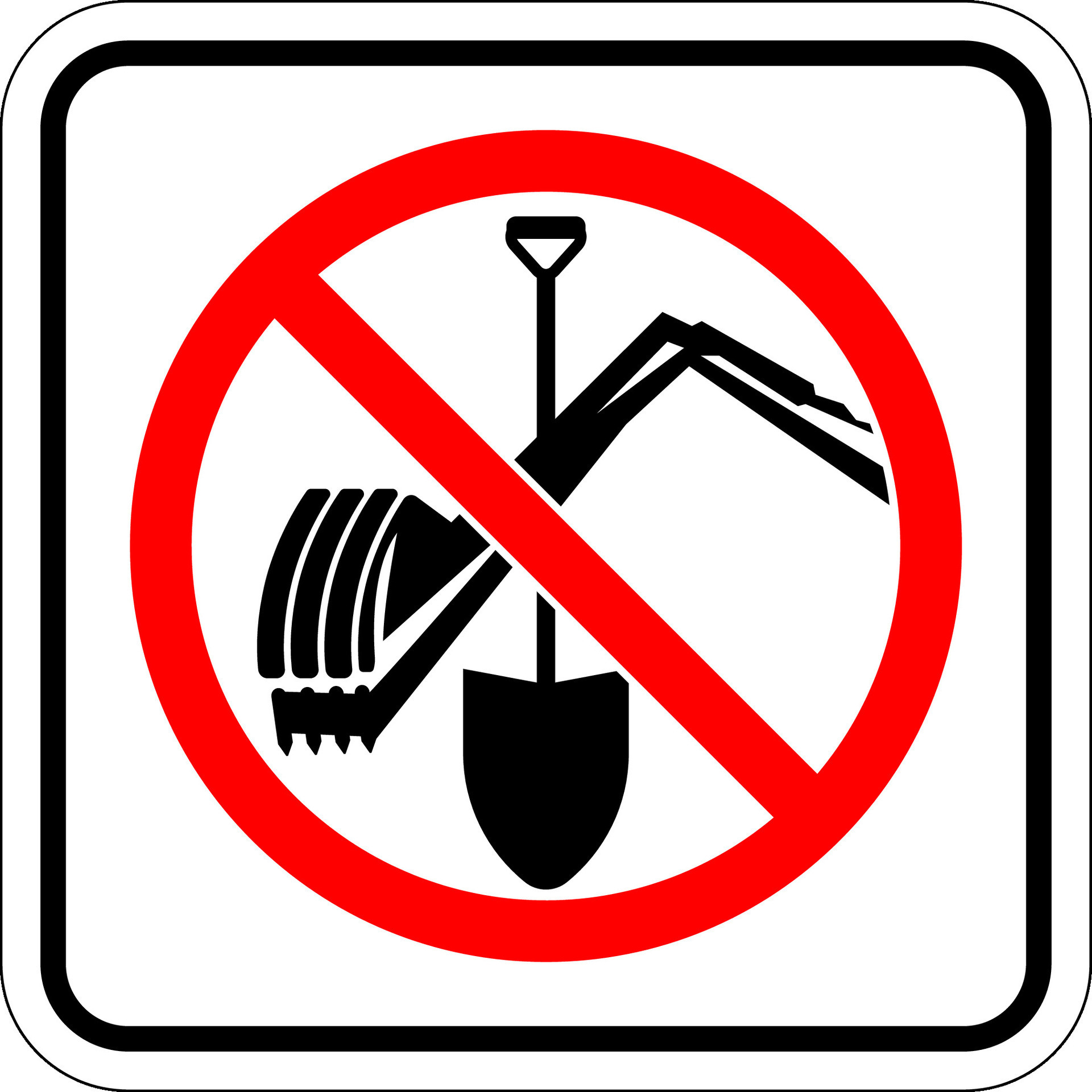 No Digging Sign, No Digging Spade and Crane Symbol 26503967 Vector Art at Vecteezy