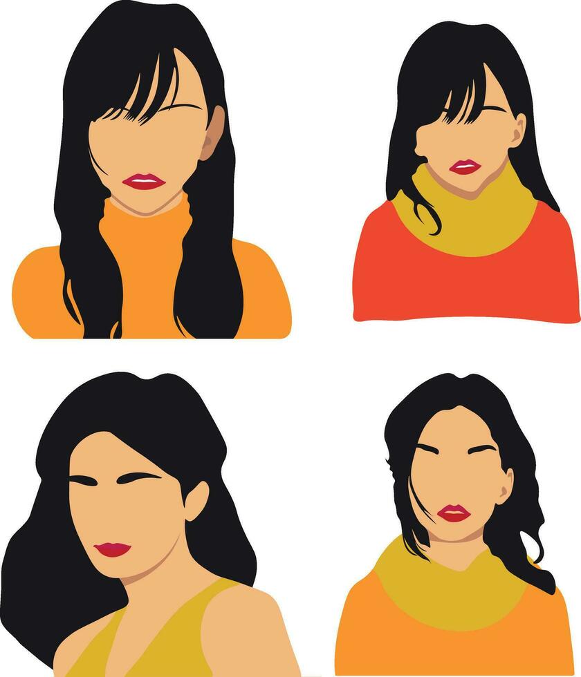 Woman Portrait Illustration Simple Minimalist Vector Illustration Of