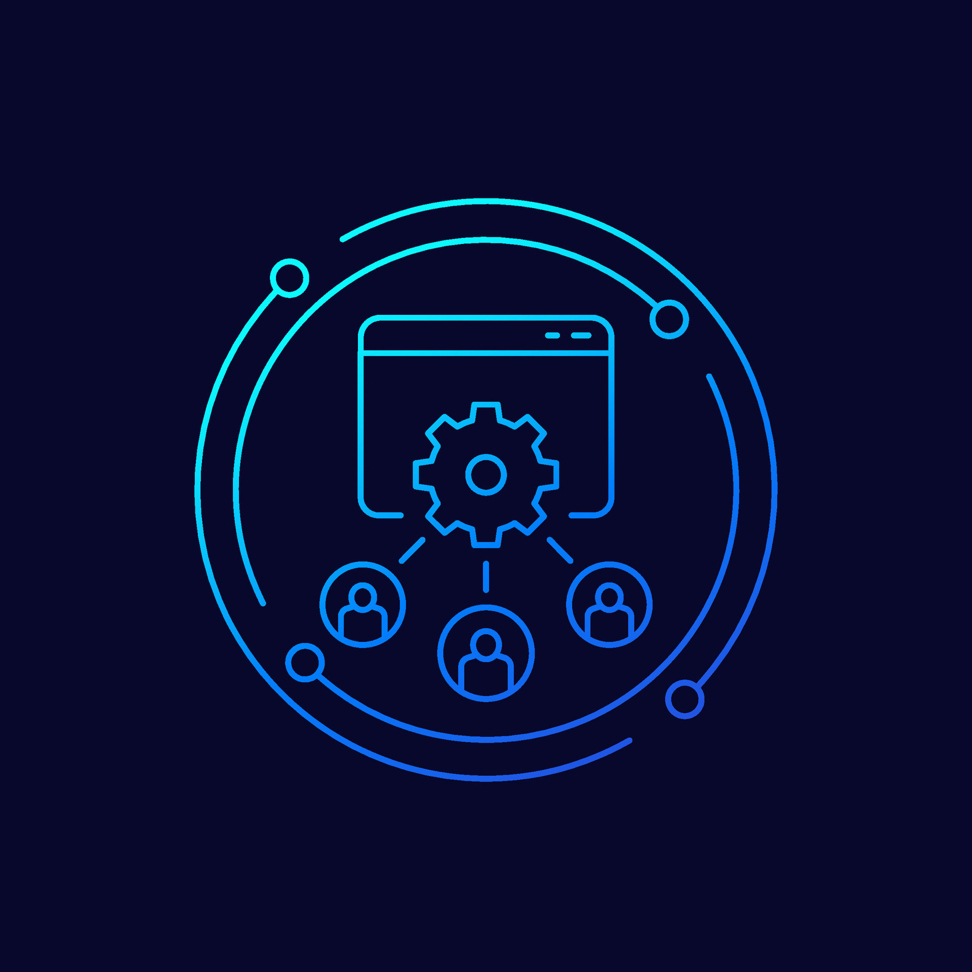 load testing icon, multiple users accessing service, linear design ... load testing icon, multiple users accessing service, linear design ...