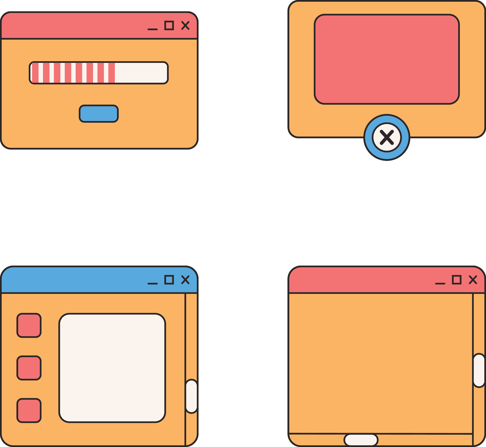 Retro Ui Shape. Social media stories and posts with old computer ...