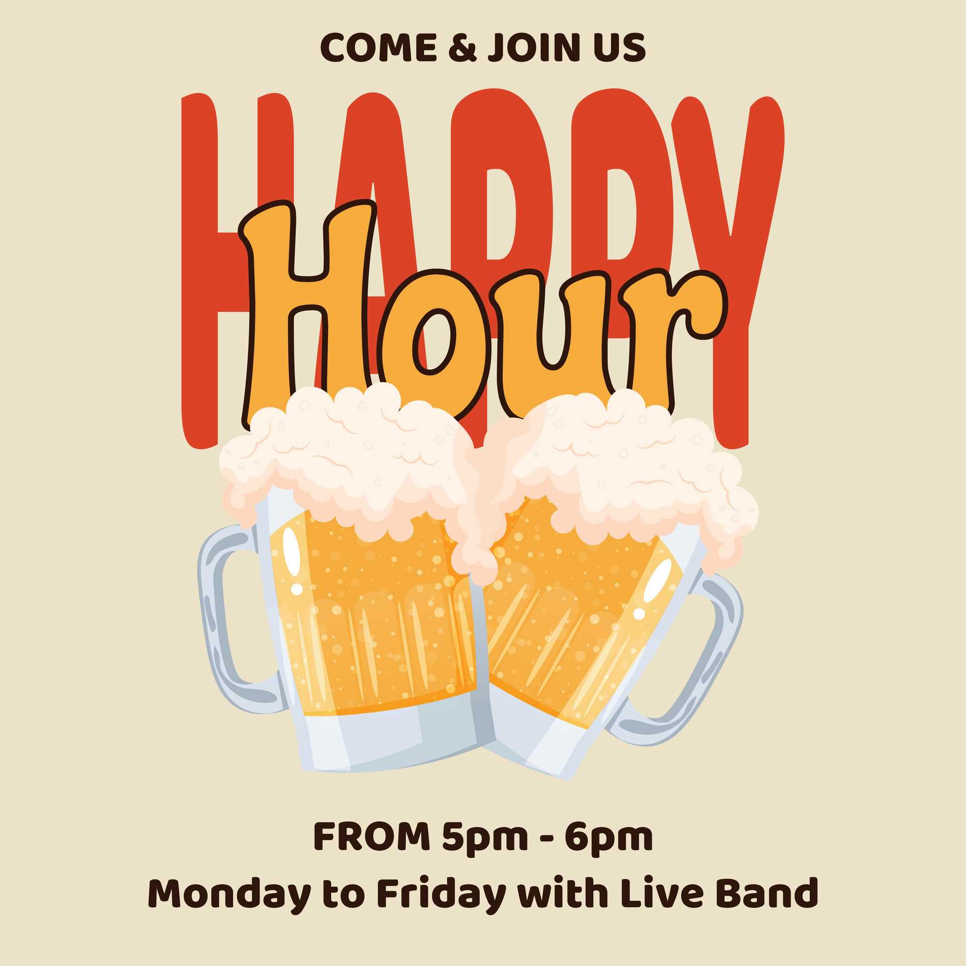 Happy Hour Beer Poster Bector Illustration 26508839 Vector Art At Vecteezy