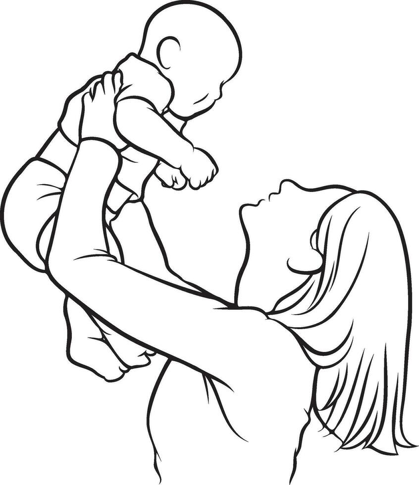 Mother and Kid Line Drawing. 26508936 Vector Art at Vecteezy Mother and Kid Line Drawing. 26508936 Vector Art at Vecteezy