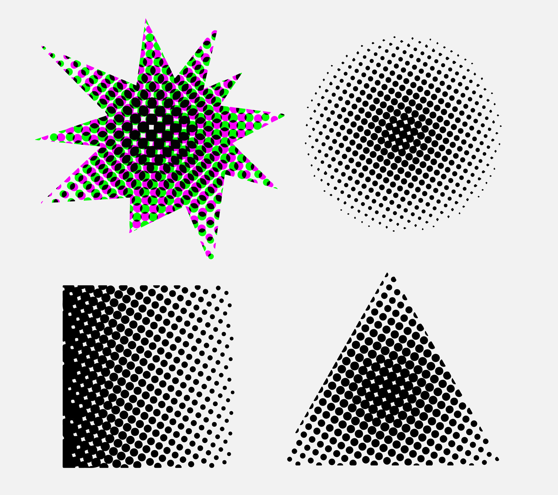 Halftone Effect Design Elements Black Halftone Effects Shapes Set Of