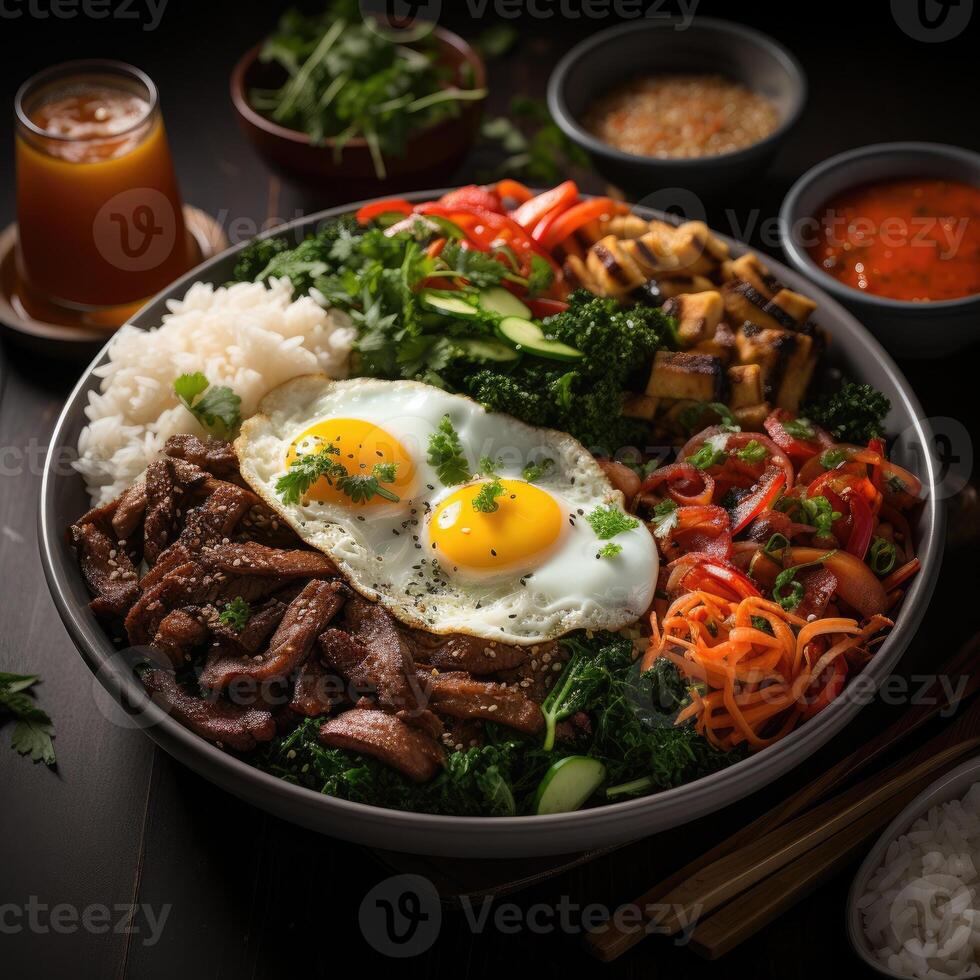 Delicious Korean bibimbap AI Generated 26510970 Stock Photo at Vecteezy