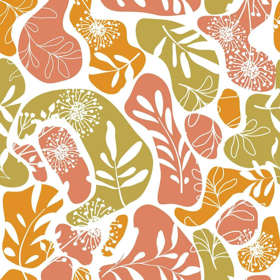 Autumn leaves seamless pattern. Season floral drawn wallpaper. Fall ...