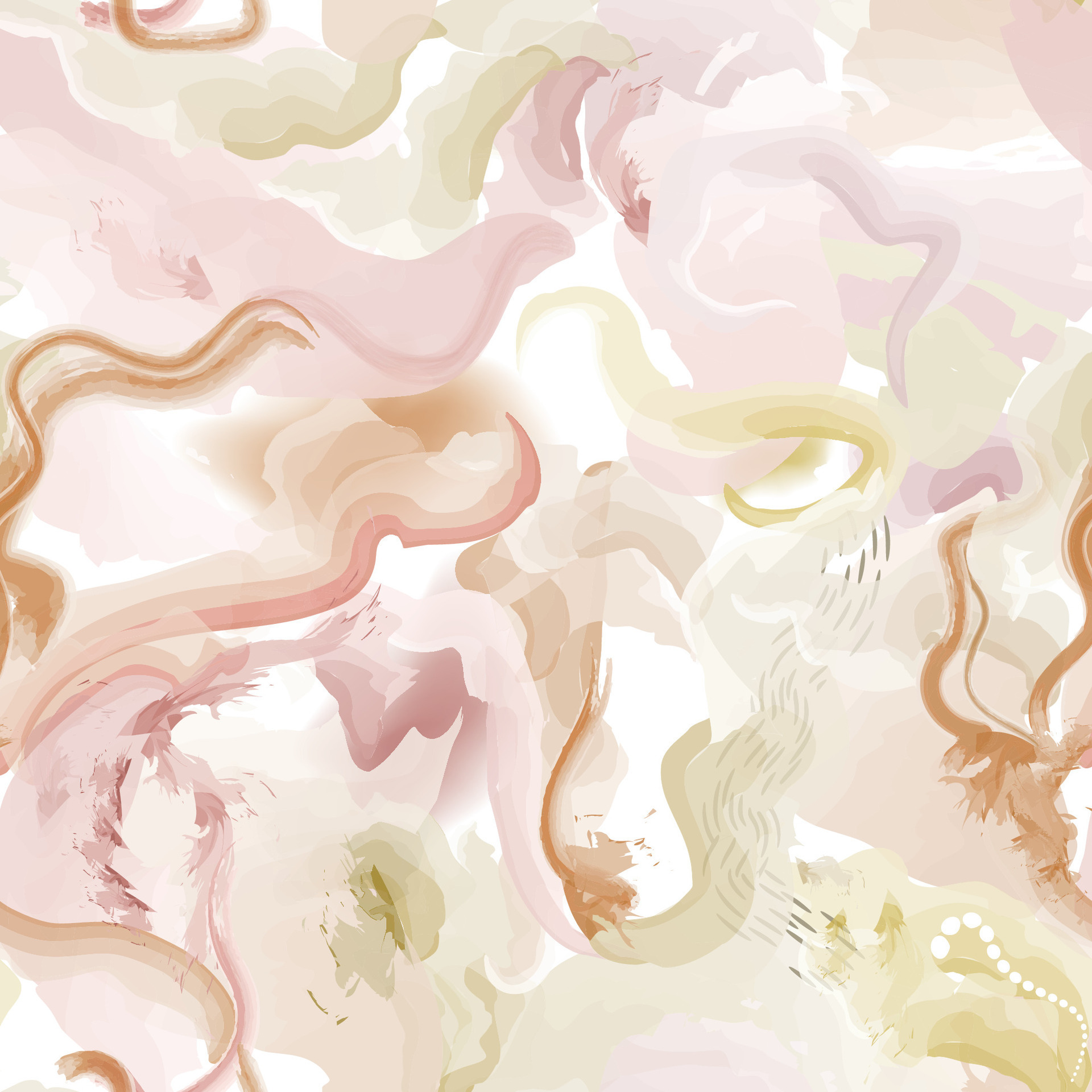 Abstract Wavy Lines Beautiful Seamless Watercolored Texture Endless Pattern In Bright Spring