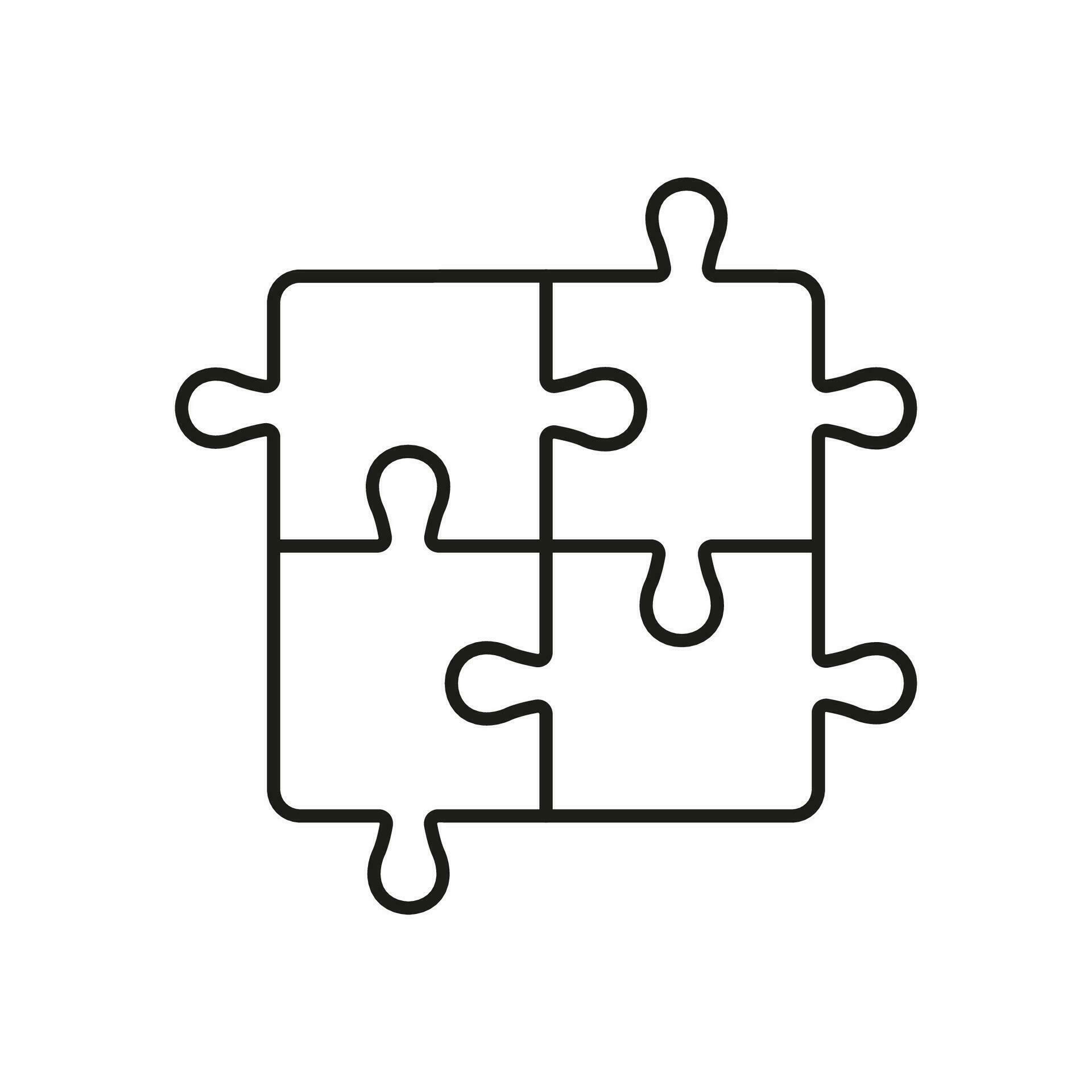 Puzzle Jigsaw Solution Line Icon Square Pieces Match Logic