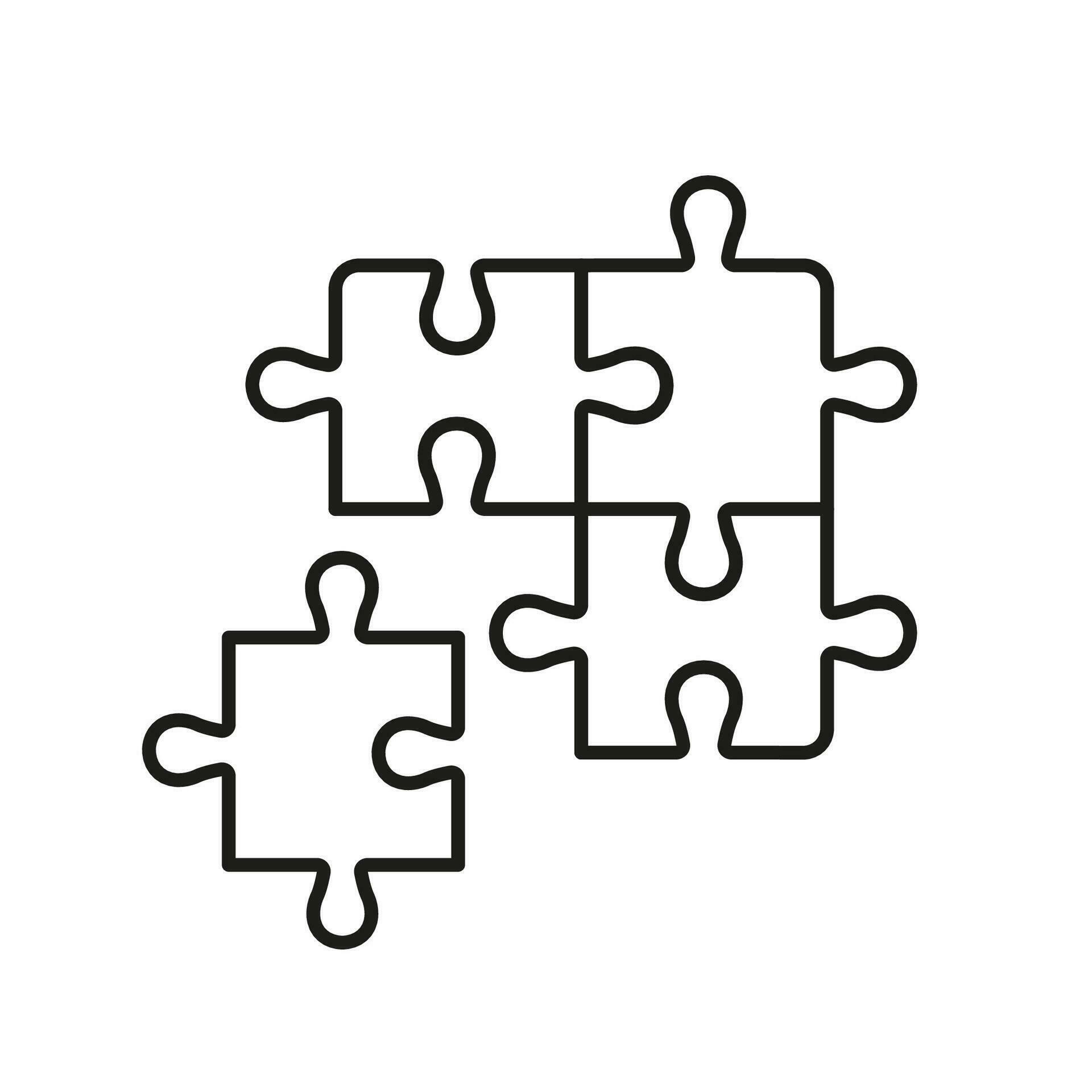 Puzzle Square Pieces Match Logic Combination Linear Pictogram