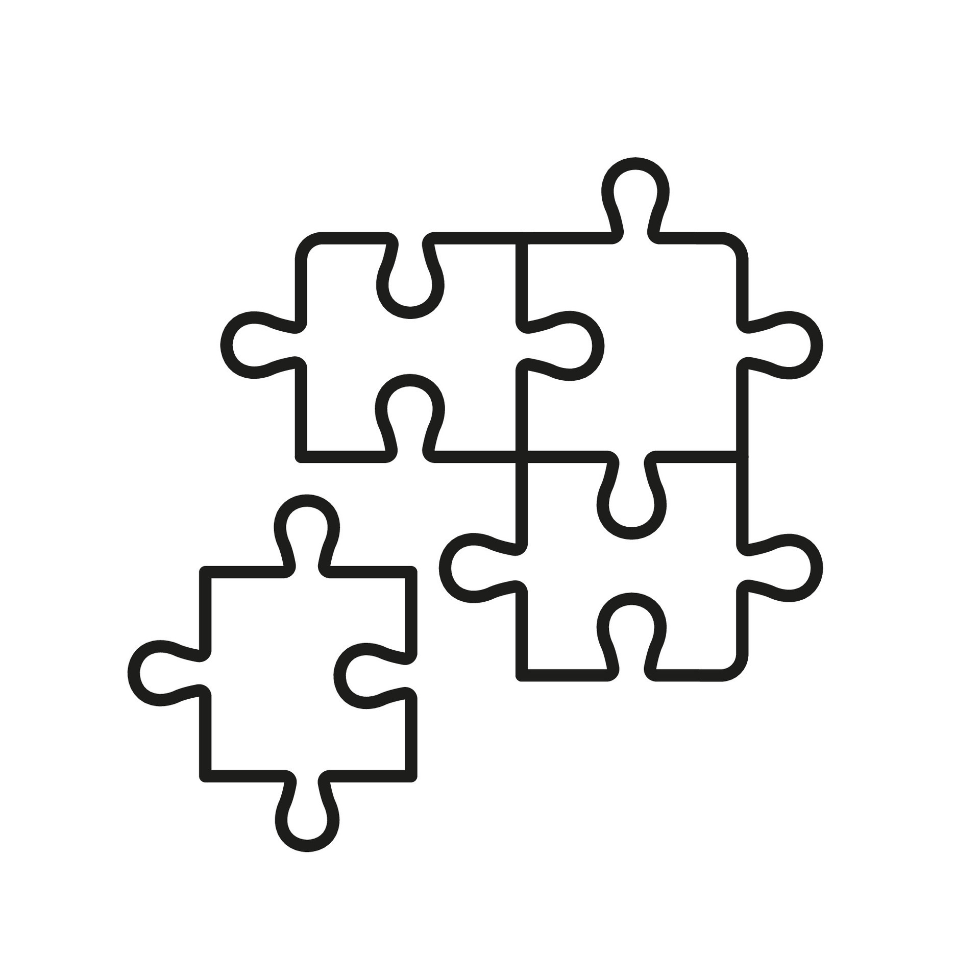 Puzzle Square Pieces Match Logic Combination Linear Pictogram