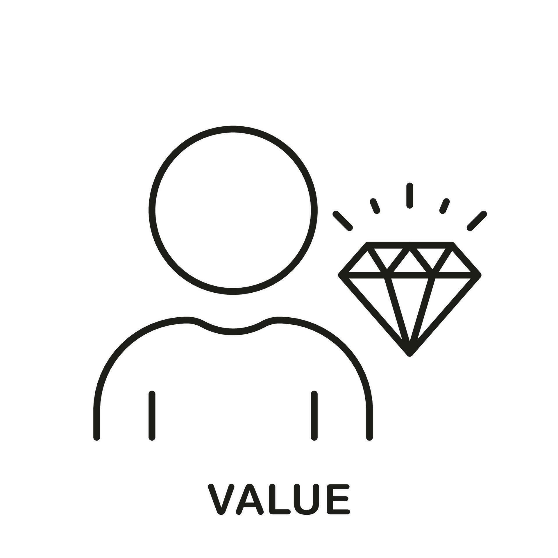 Employee Value Line Icon. Business Principles Sign. Person is Core ...