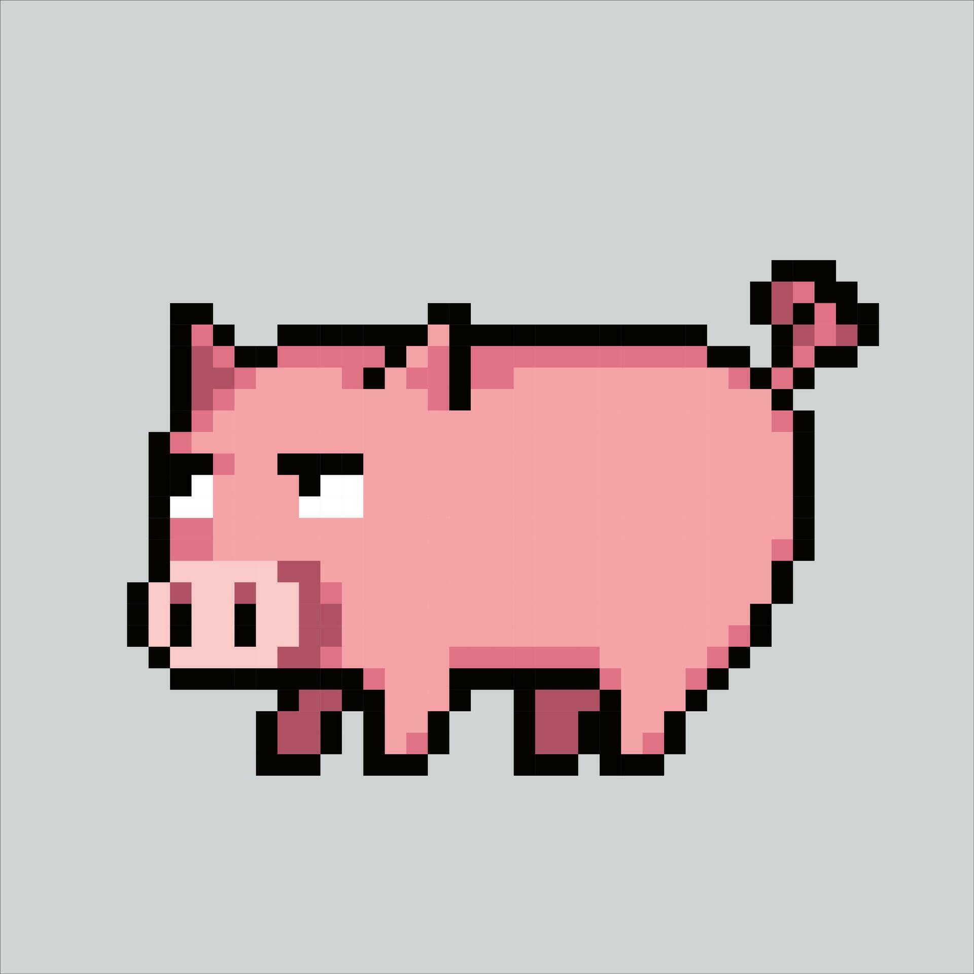 Pixel art illustration Pig. Pixelated Pig. Farm barn pig animal icon pixelated for the pixel art ...