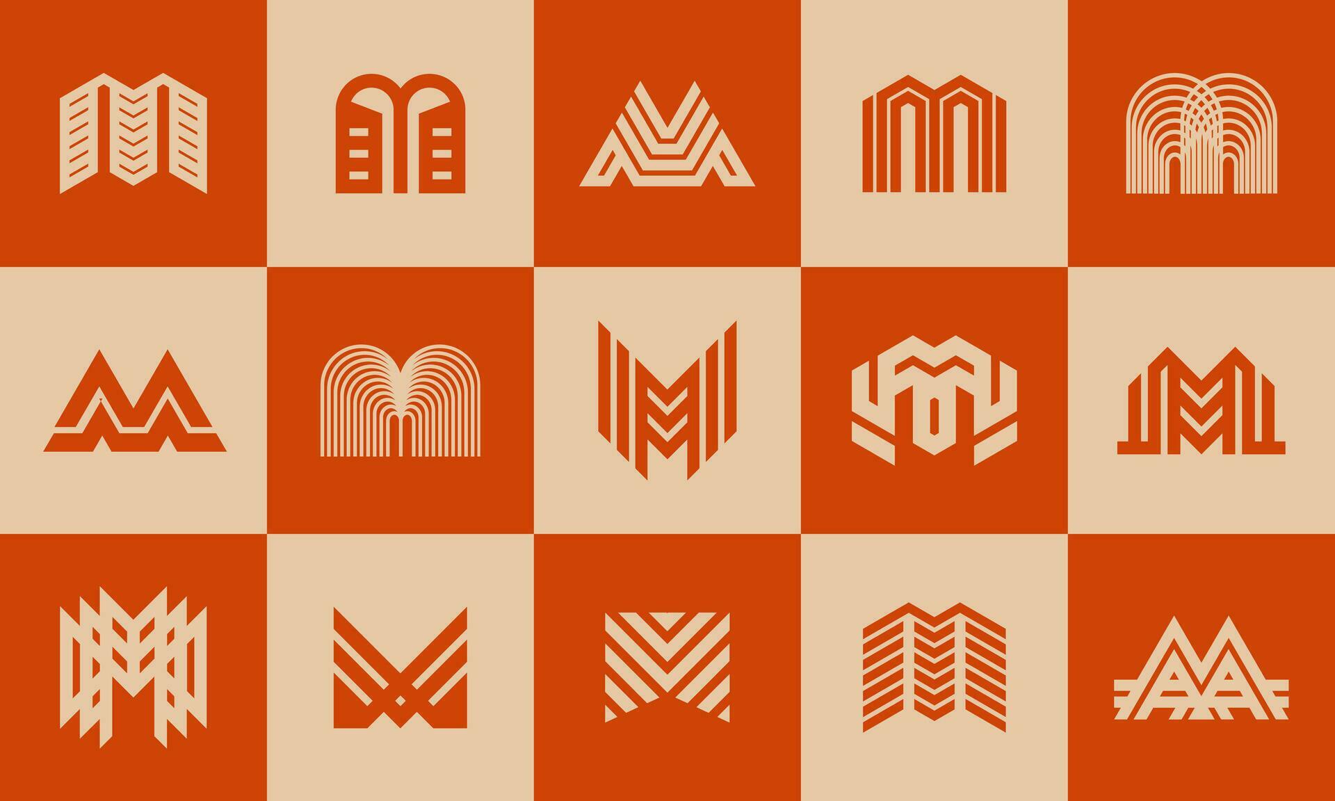 Set Of Line Abstract Initial Letter M Icon Logo Design Modern Geometry M Logo 26513388 Vector