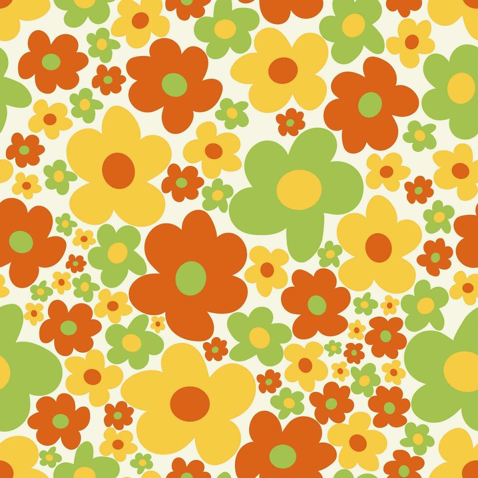 Abstract seamless pattern with vintage groovy daisy flowers 26514757 ...