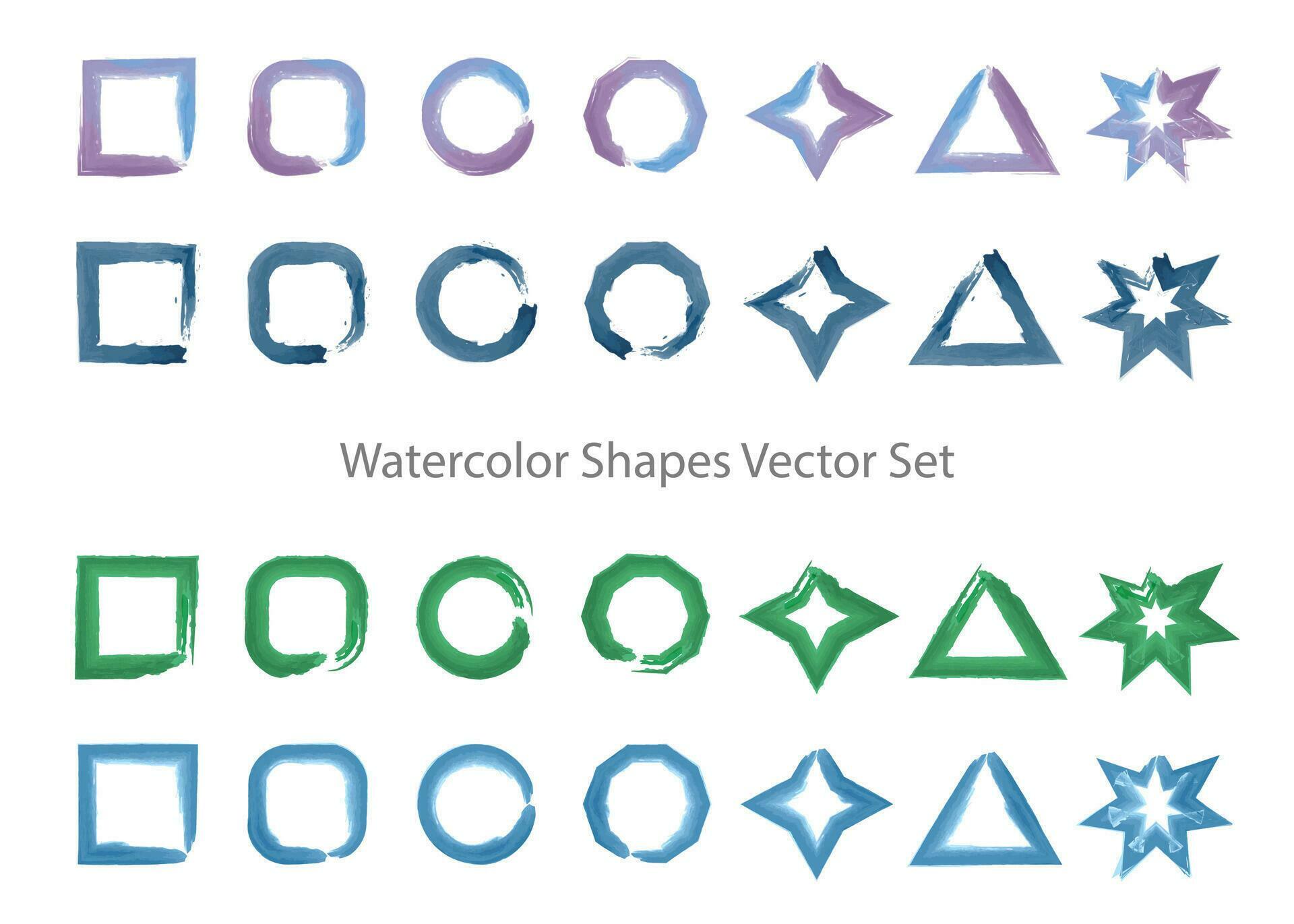 Watercolor geometric shapes vector set, watercolor elements drawing ... Watercolor geometric shapes vector set, watercolor elements drawing ...