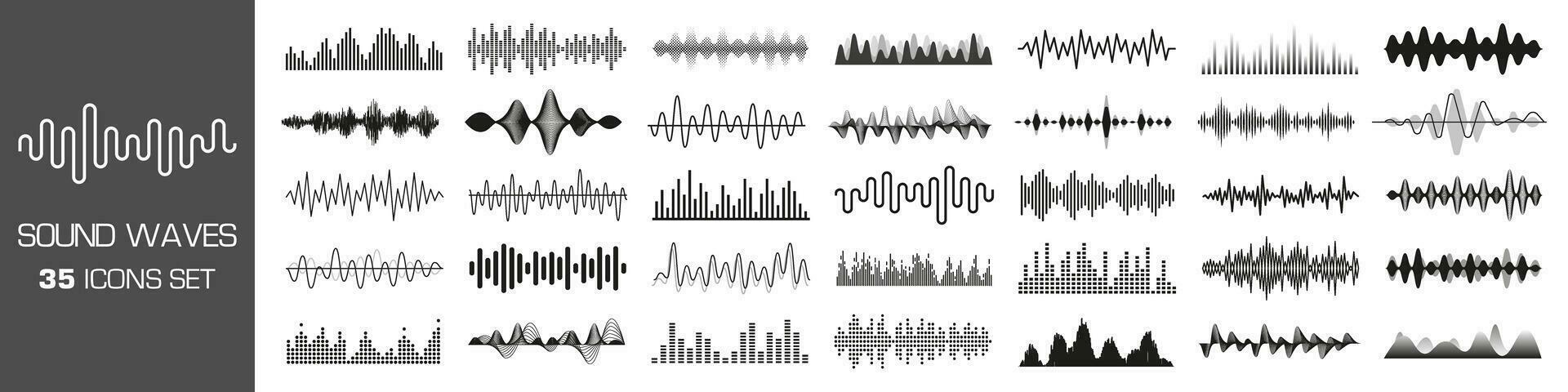 Sound Wave Icon Set Sound Waveforms Collection Vector Illustration