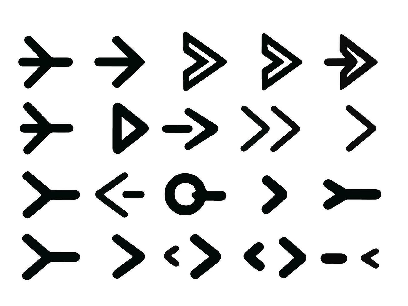 Big Black Arrows Flat Icon Set Modern Abstract Simple Cursors Direction Buttons Vector