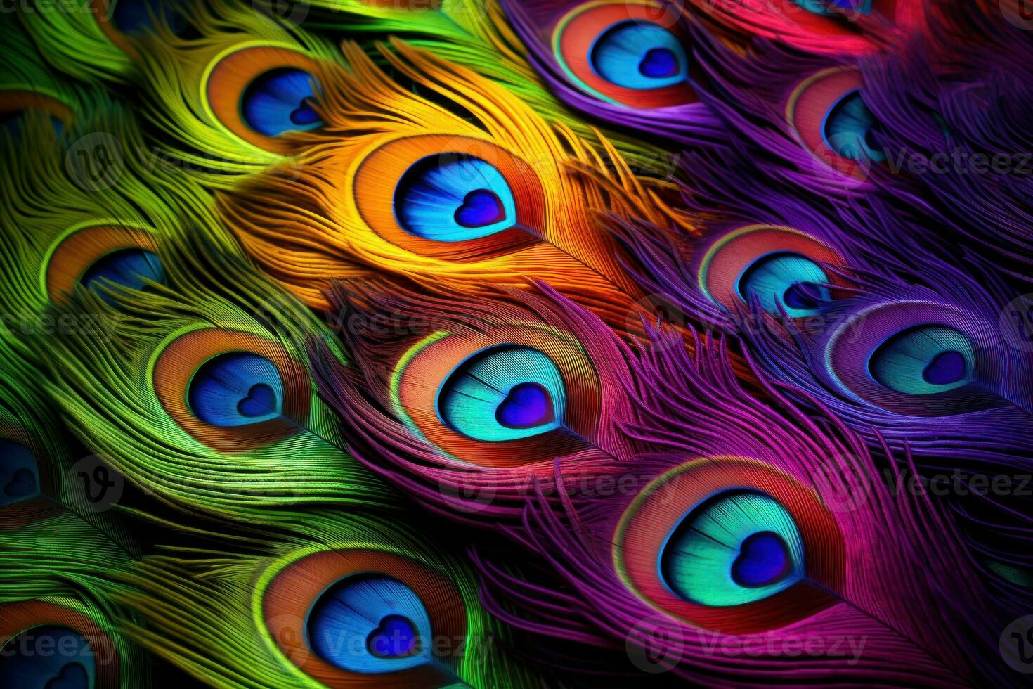 Colorful Peacock Feathers Background