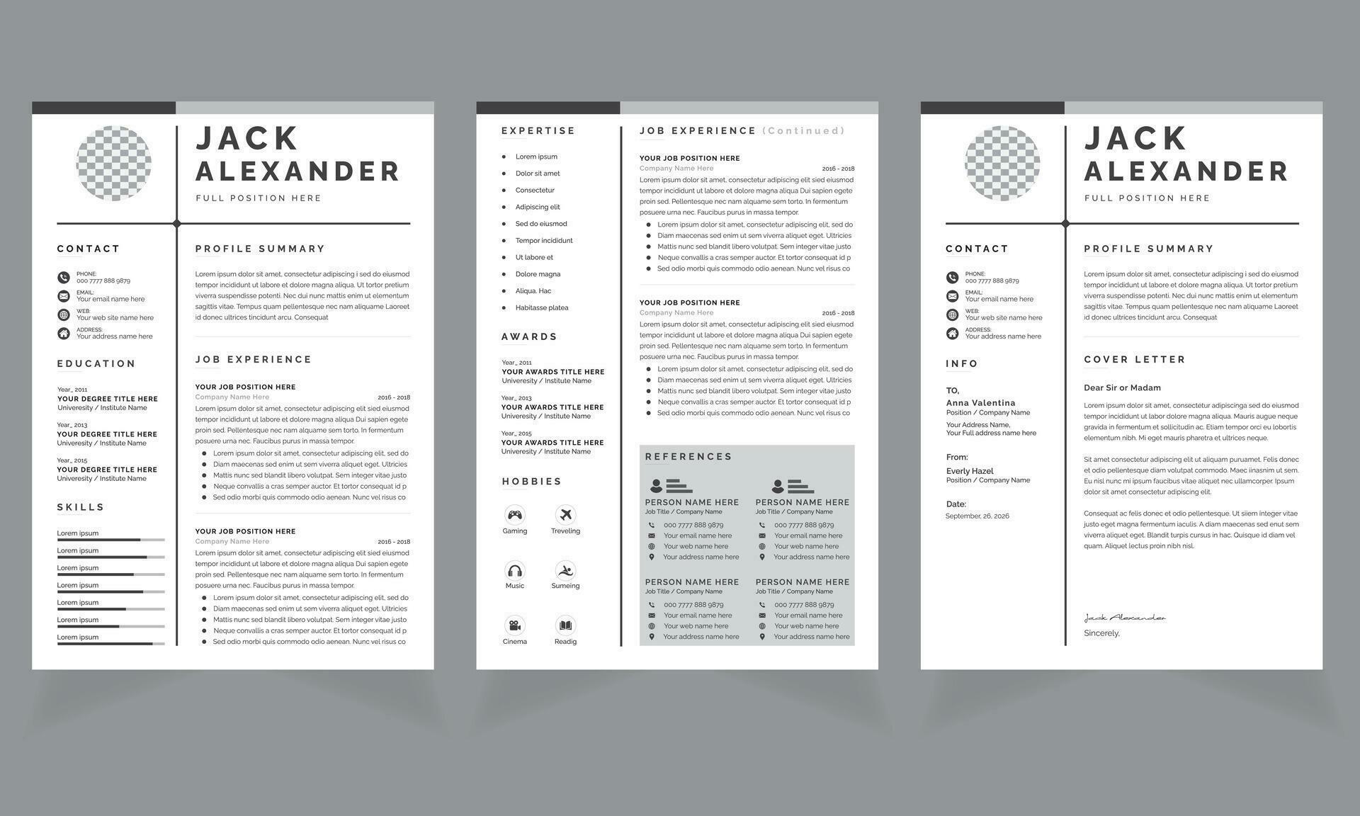 Modern Resume Layout with Template Style Design CV Layout 26525908 ...