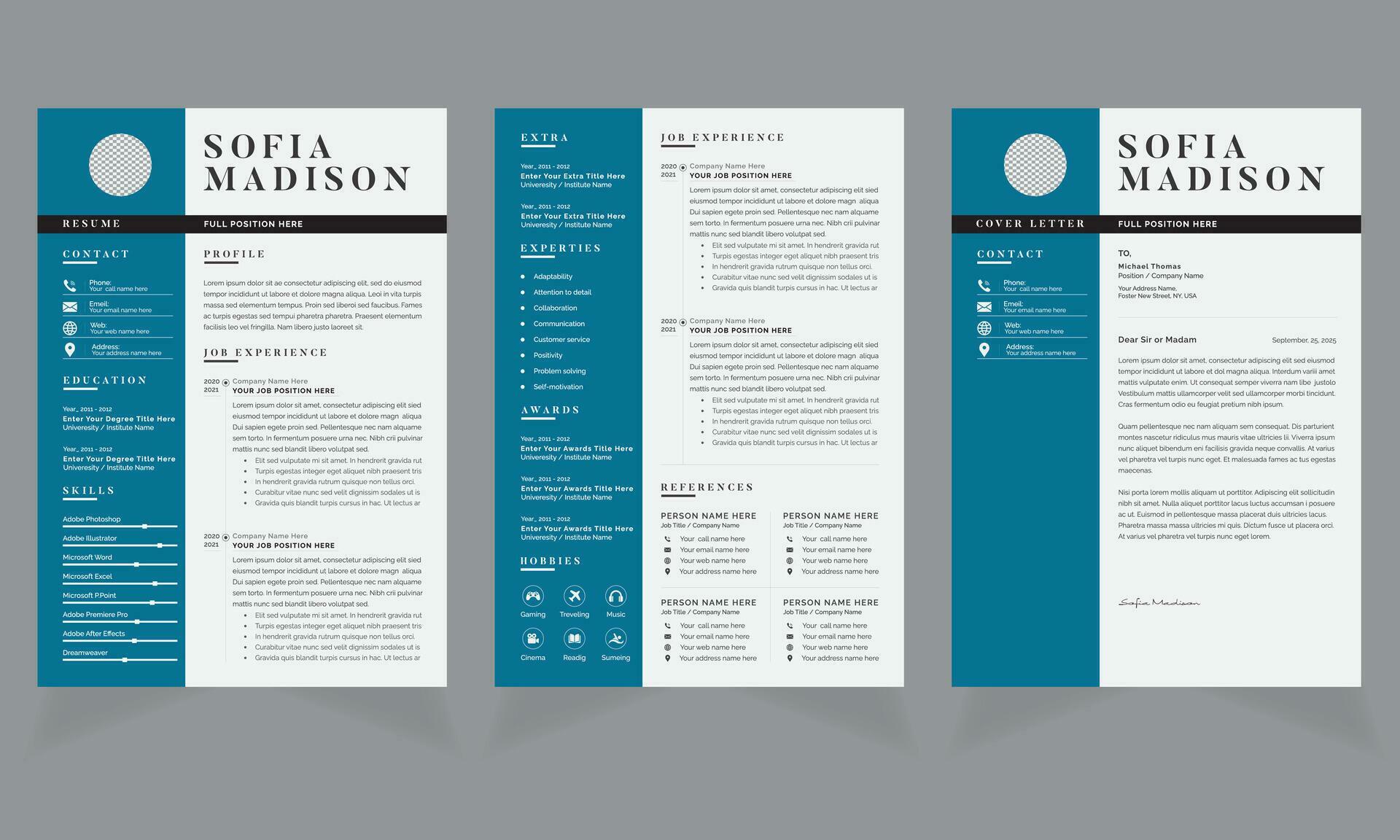 Tech Company Resume Cv Design Layout Template 26525942 Vector Art at ...
